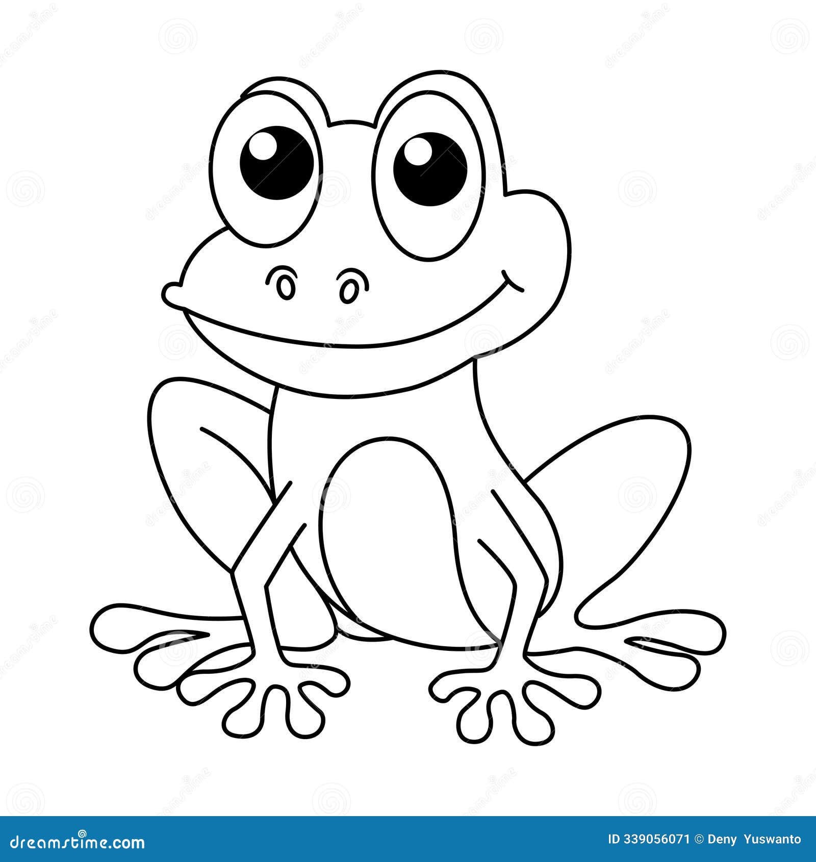 Cute Frog Cartoon Coloring Page Illustration Vector. for Kids Coloring ...