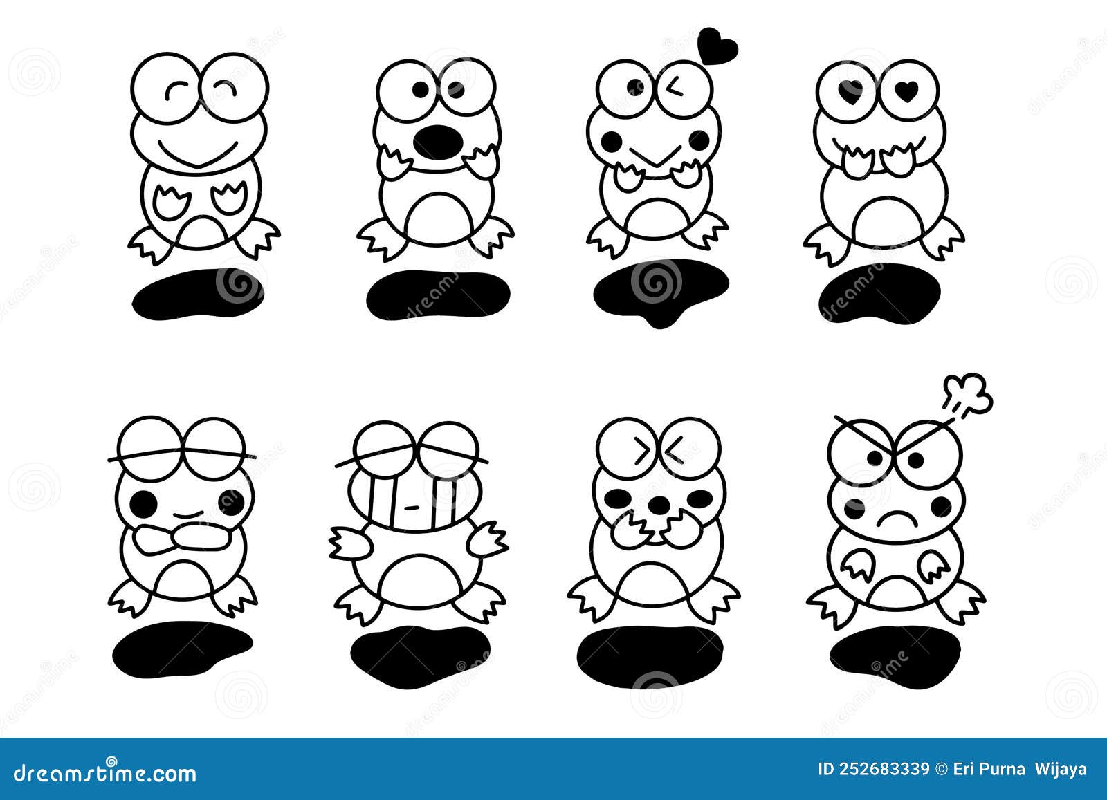 Cute Frog Cartoon Outline Illustration For Coloring | CartoonDealer.com ...