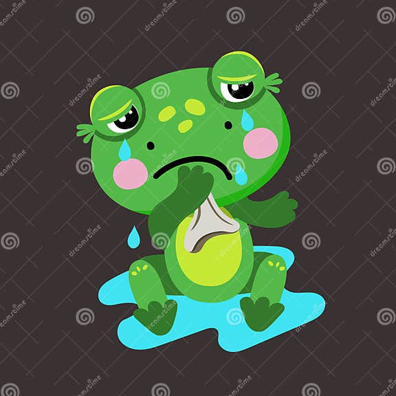The Cute Frog is Crying. Sad Frog Stock Vector - Illustration of ...