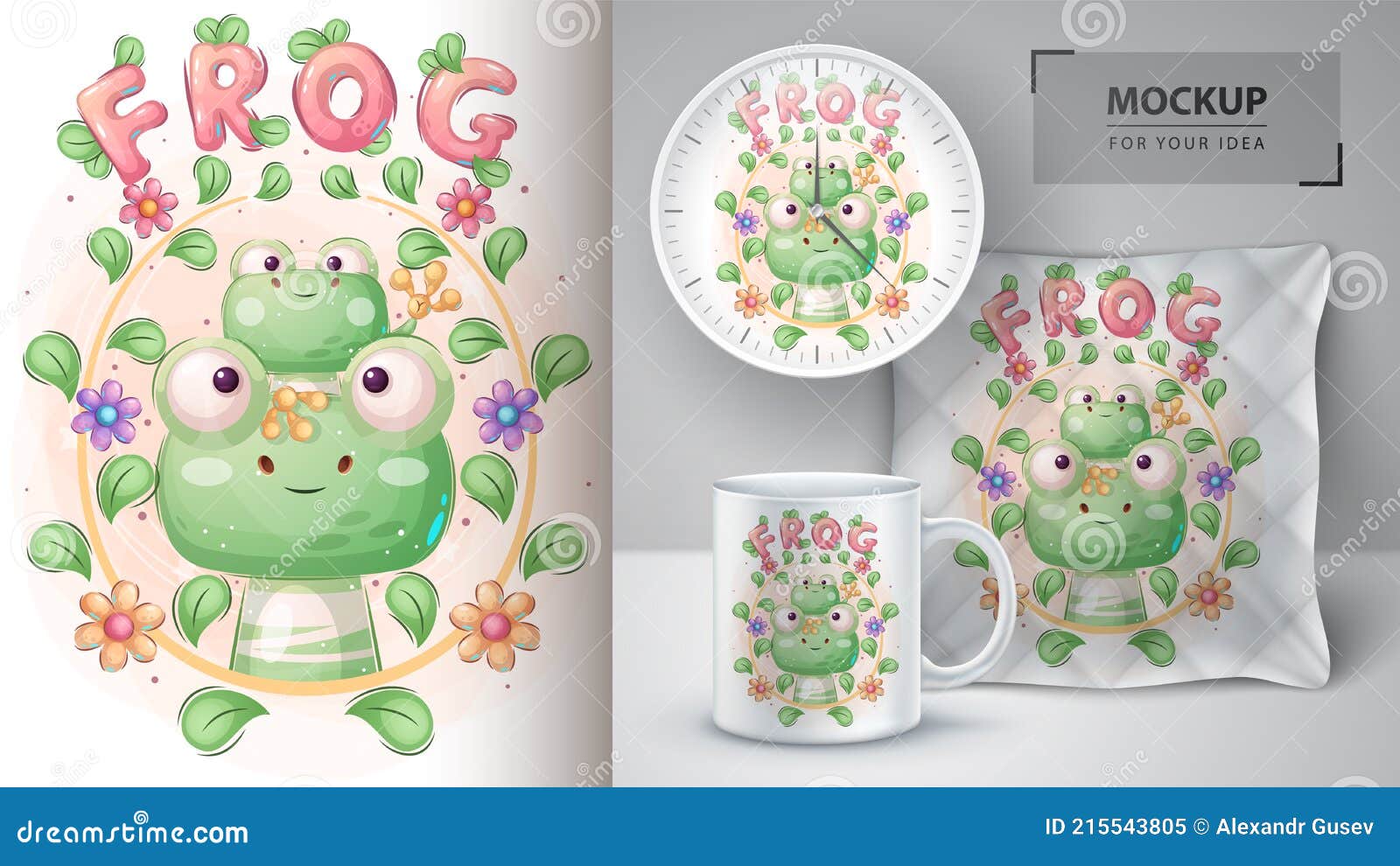 Cute Frog Family Poster and Merchandising. Stock Illustration ...