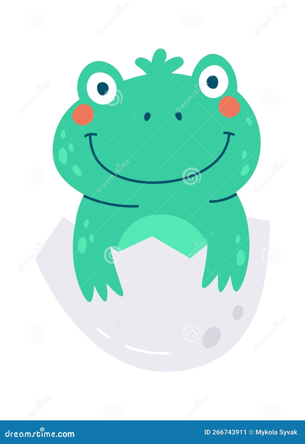 Cute Frog Hatched from Egg Flat Icon Stock Vector - Illustration of ...