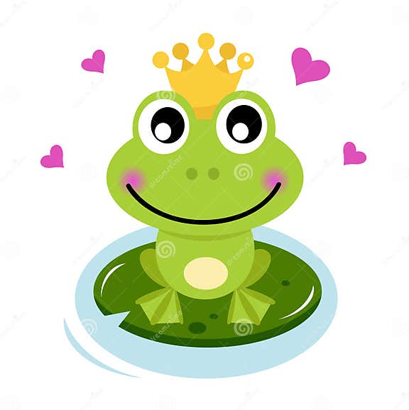 Cute Frog Prince with Hearts Stock Vector - Illustration of fairy ...
