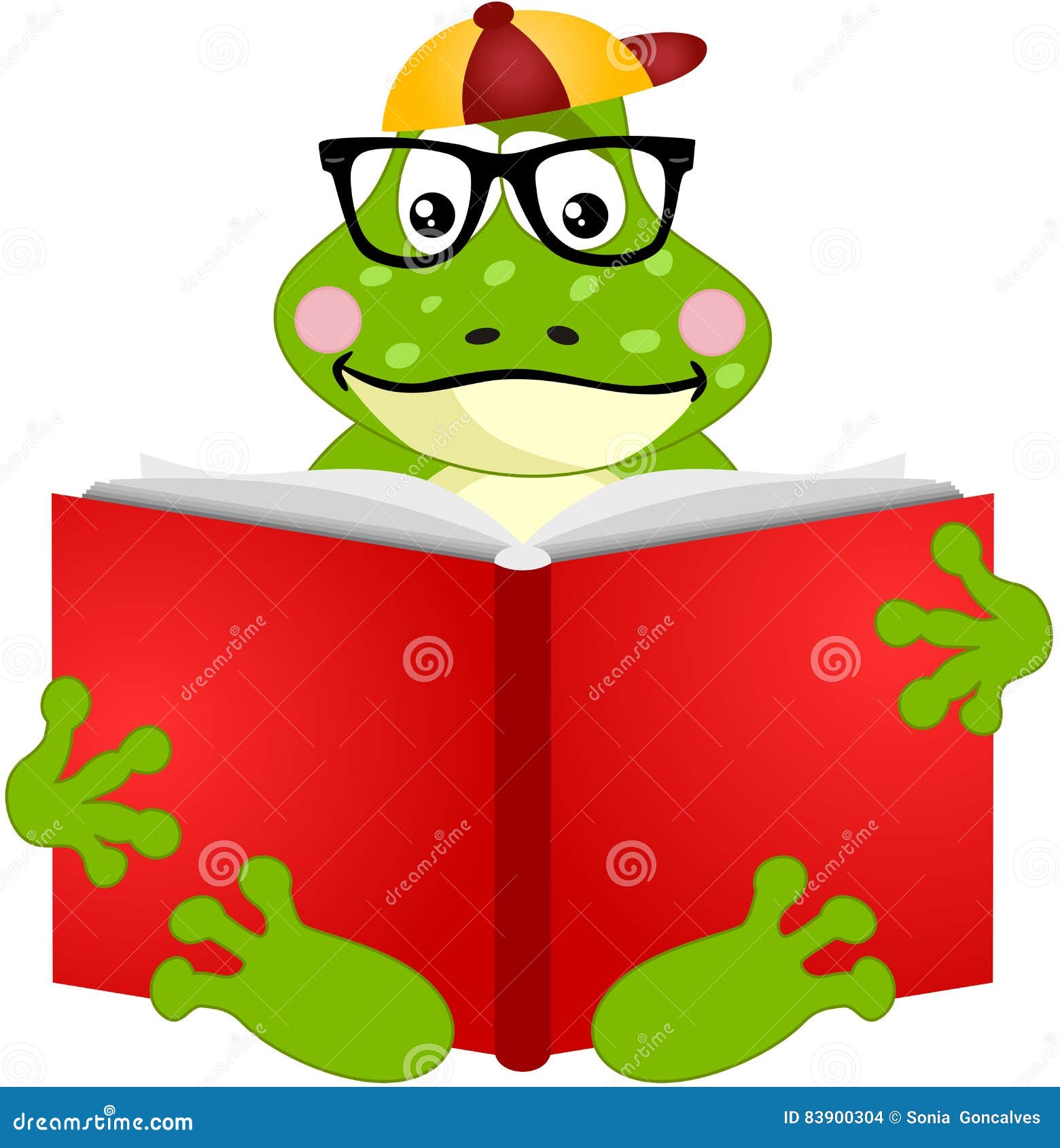 Cute frog reading a book stock vector. Illustration of nature - 83900304