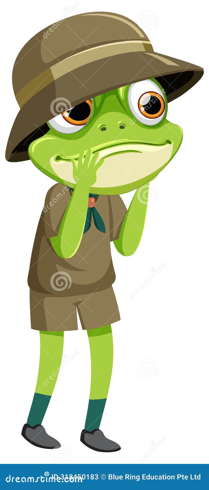 A Frog in Scout Uniform Thinking Stock Illustration - Illustration of playful, cooperation ...