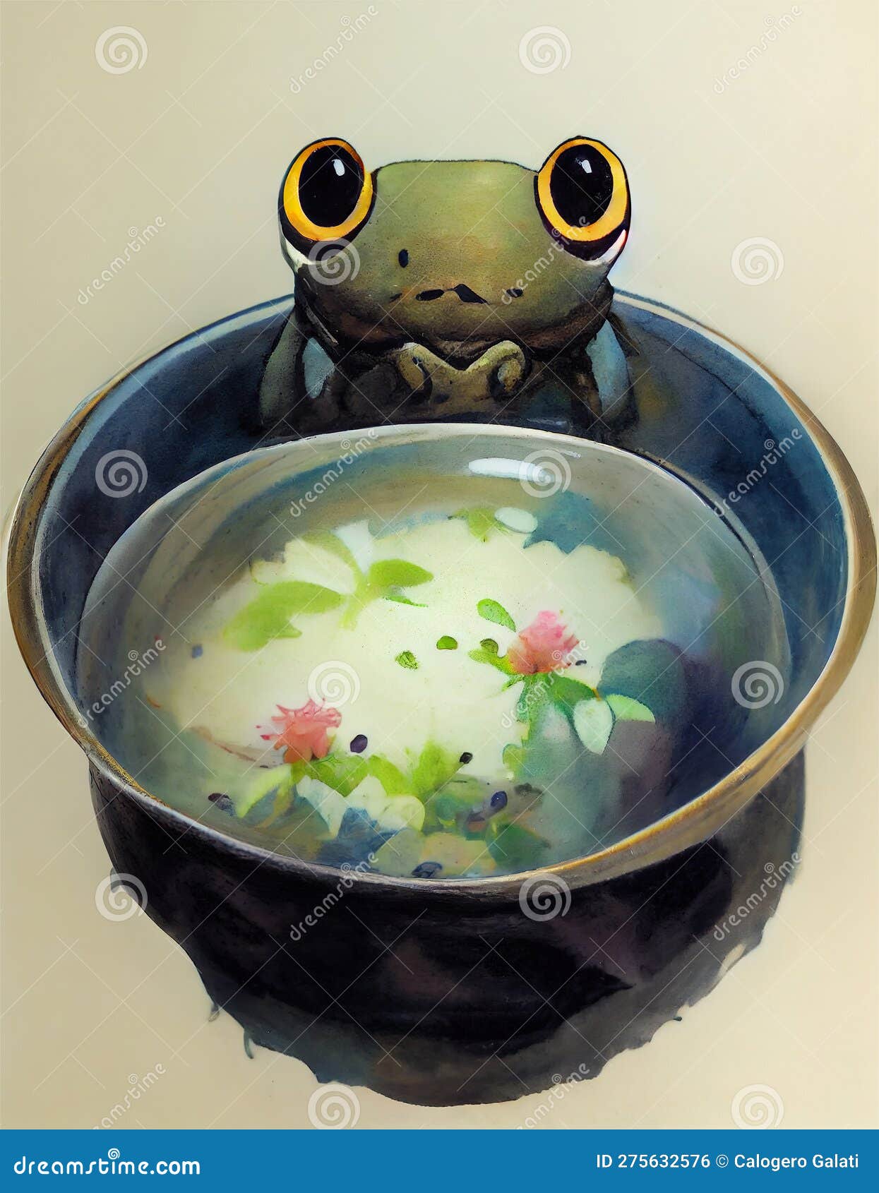 Cute Frog Sitting in a Pot of Soup, Ai Generated Image Stock ...