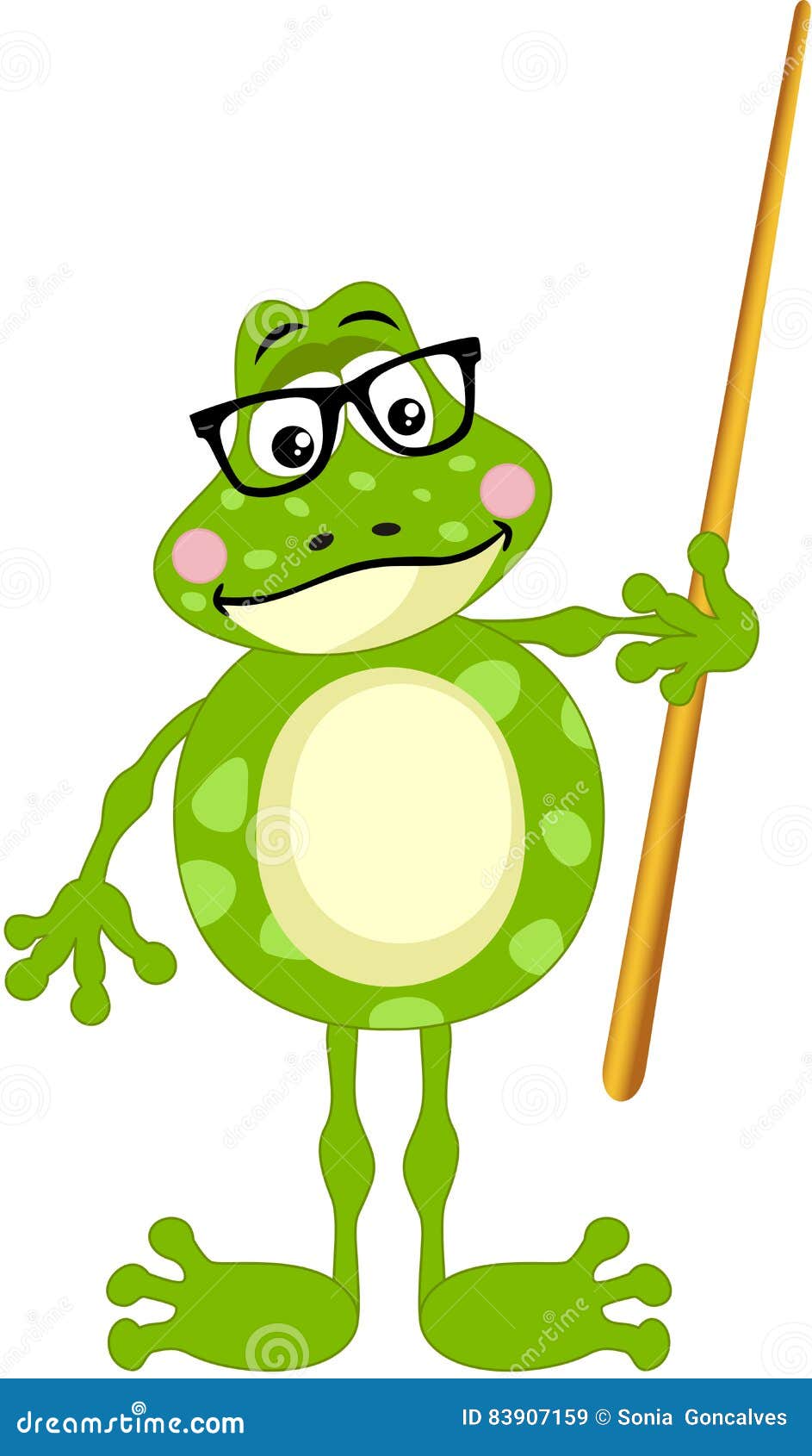 Cute frog teacher stock vector. Illustration of education - 83907159