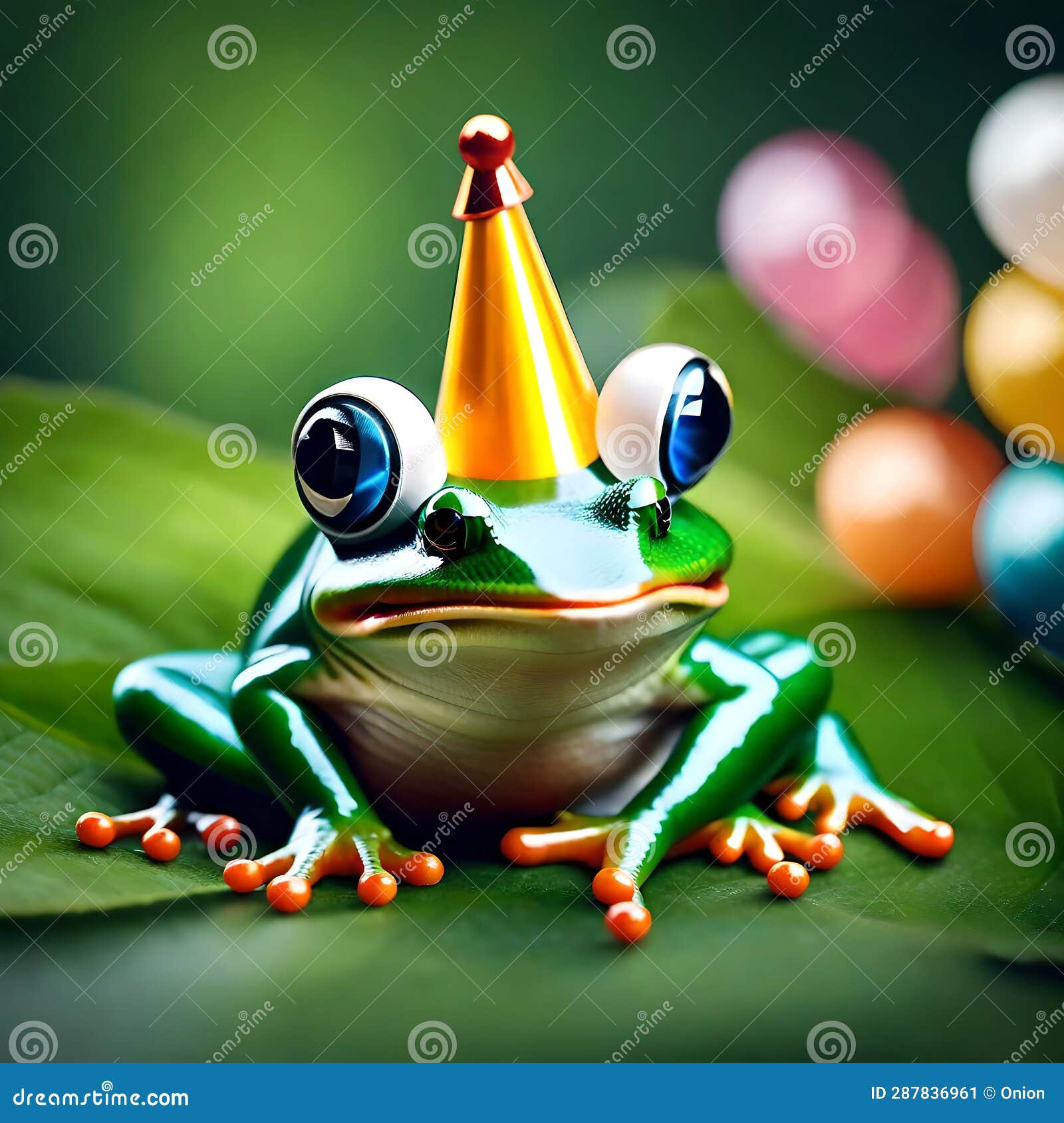 Cute Frog Wearing Party Hat - Ai Generated Image Stock Illustration ...
