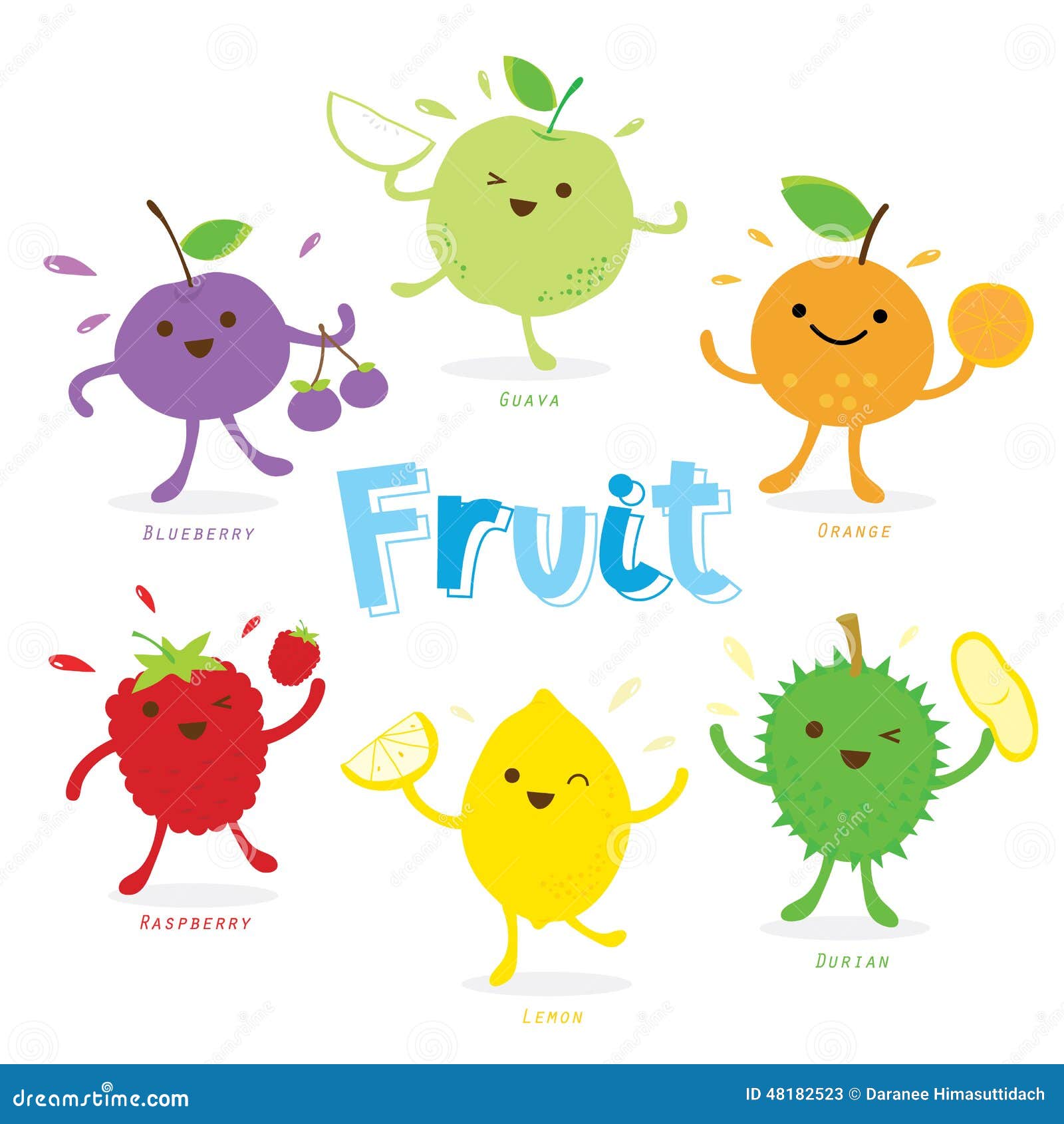 Cute Fruit Cartoon Vector stock vector. Illustration of vector - 48182523