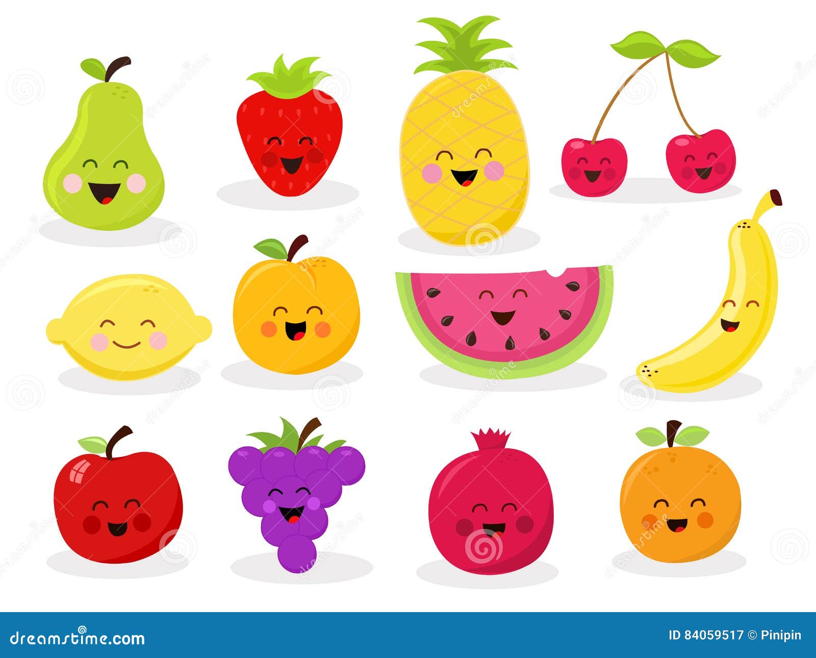 Cute Fruit Characters stock vector. Illustration of fresh - 84059517