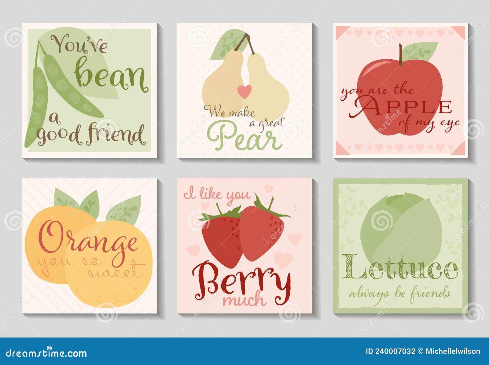 Cute Fruit and Vegetable Card Set Stock Vector - Illustration of leaves ...