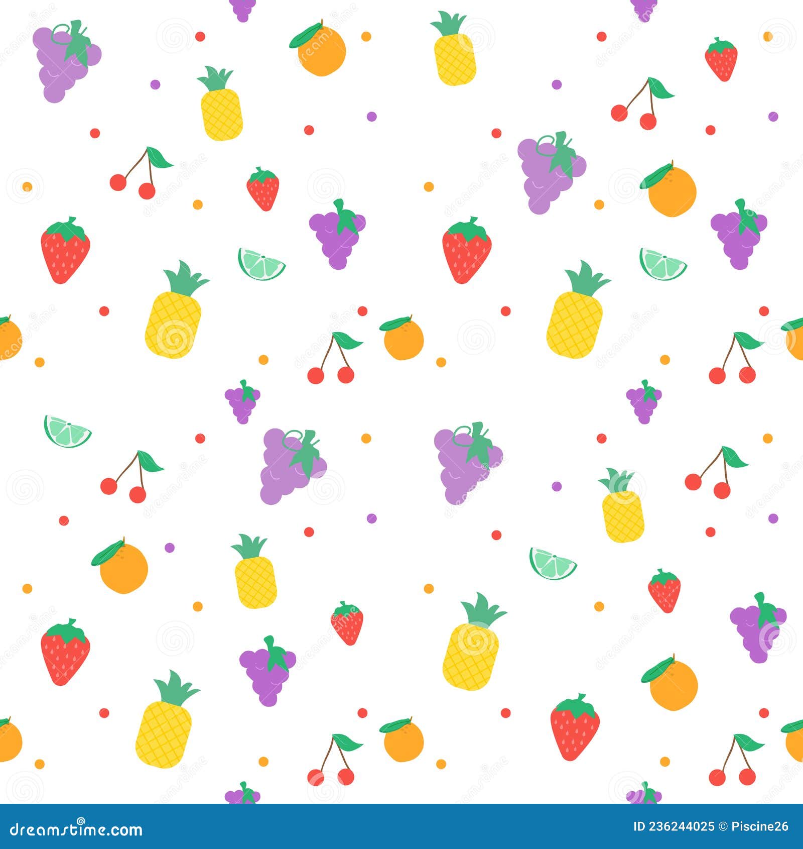 Cute Fruits Seamless for Fabric Pattern Stock Vector - Illustration of ...