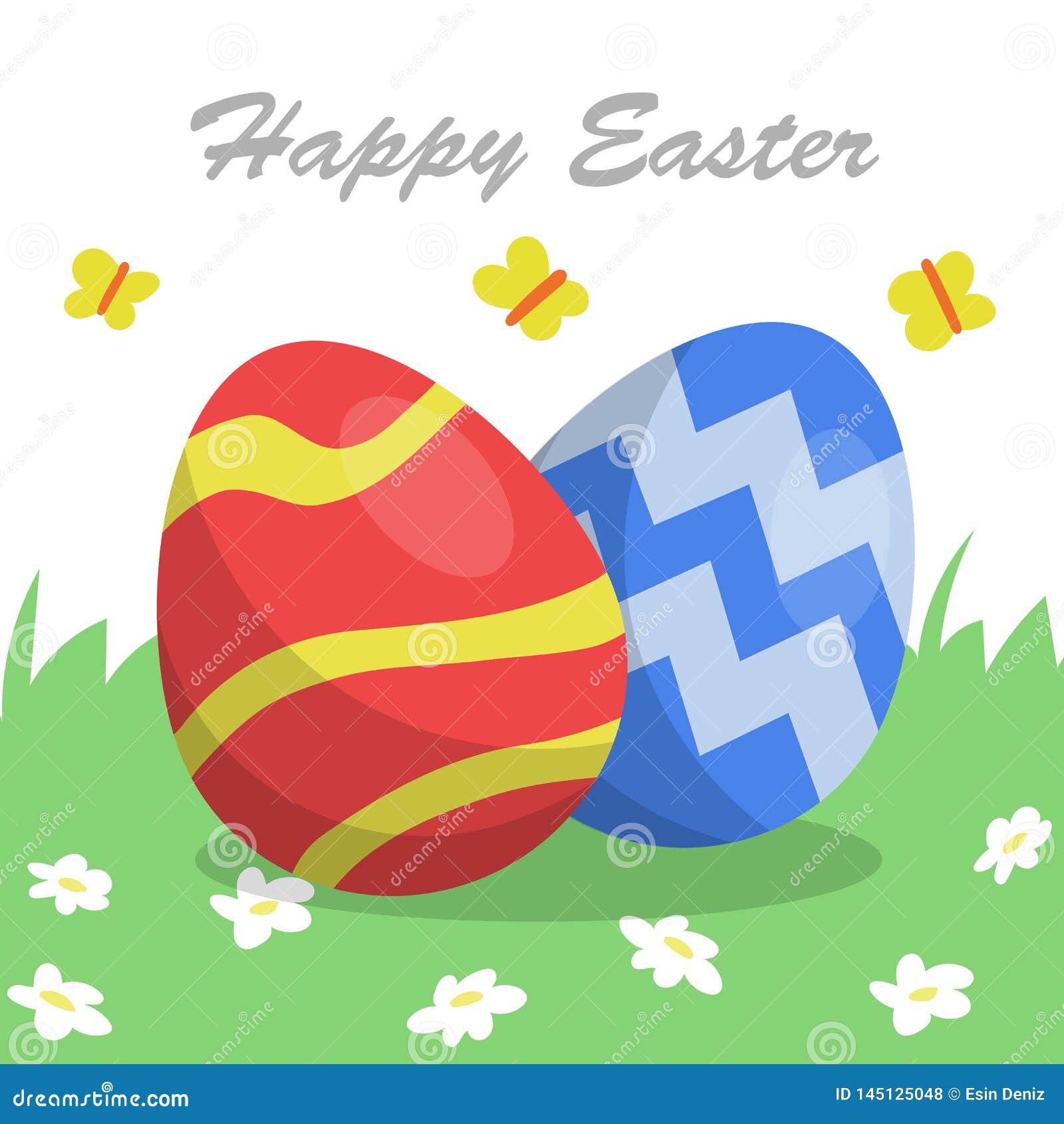 Cute, Fun Easter Eggs Cartoon Illustration Pattern Stock Illustration ...