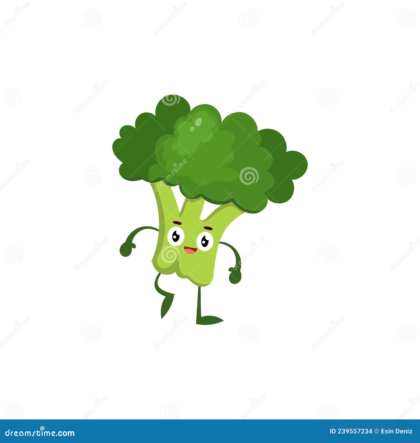Cute, Fun, Fresh Broccoli Cartoon Stock Illustration - Illustration of ...