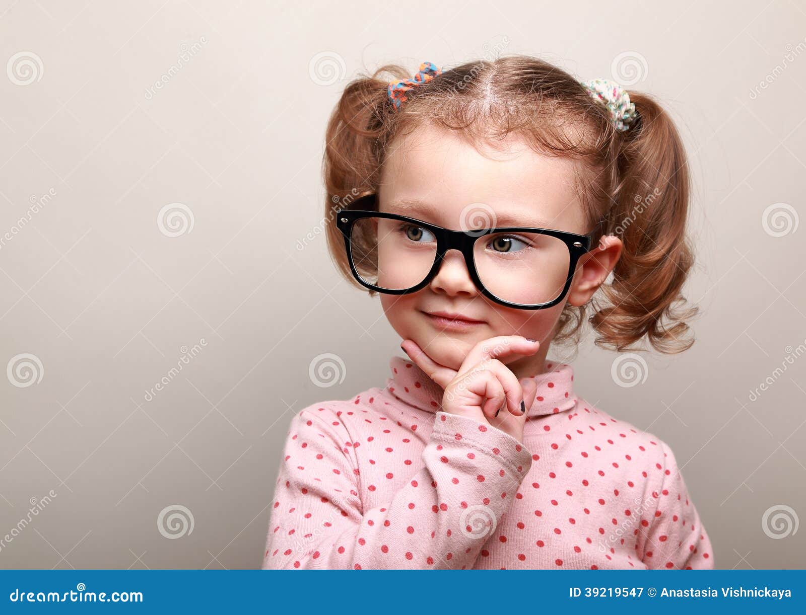 Cute Fun Kid Girl Thinking about Stock Image - Image of adorable, brain ...