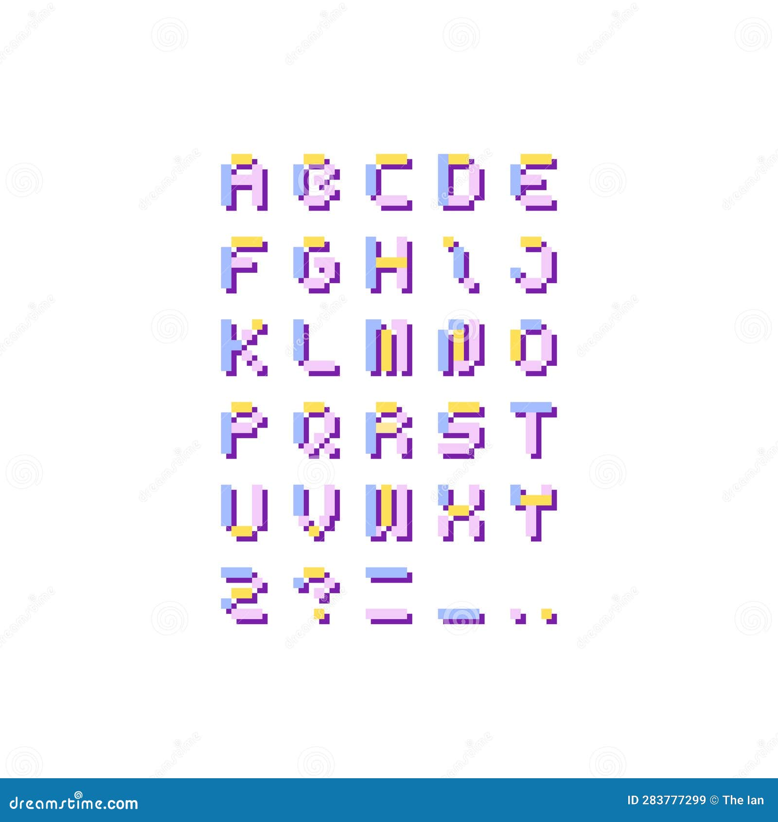 Cute and Funny Alphabet with Pixel Theme Stock Vector - Illustration of ...