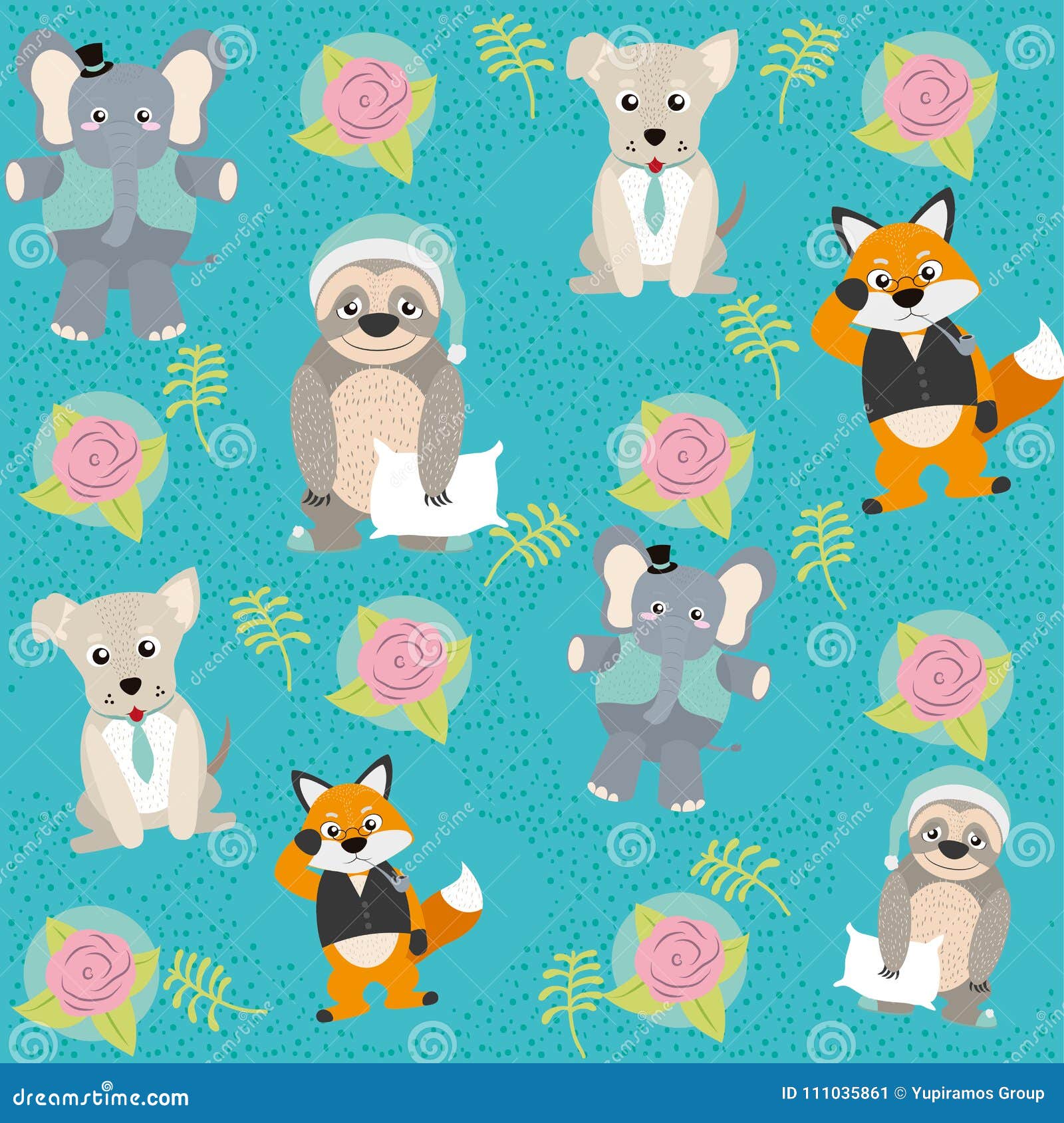 Cute and Funny Animals Background Pattern Stock Vector - Illustration ...