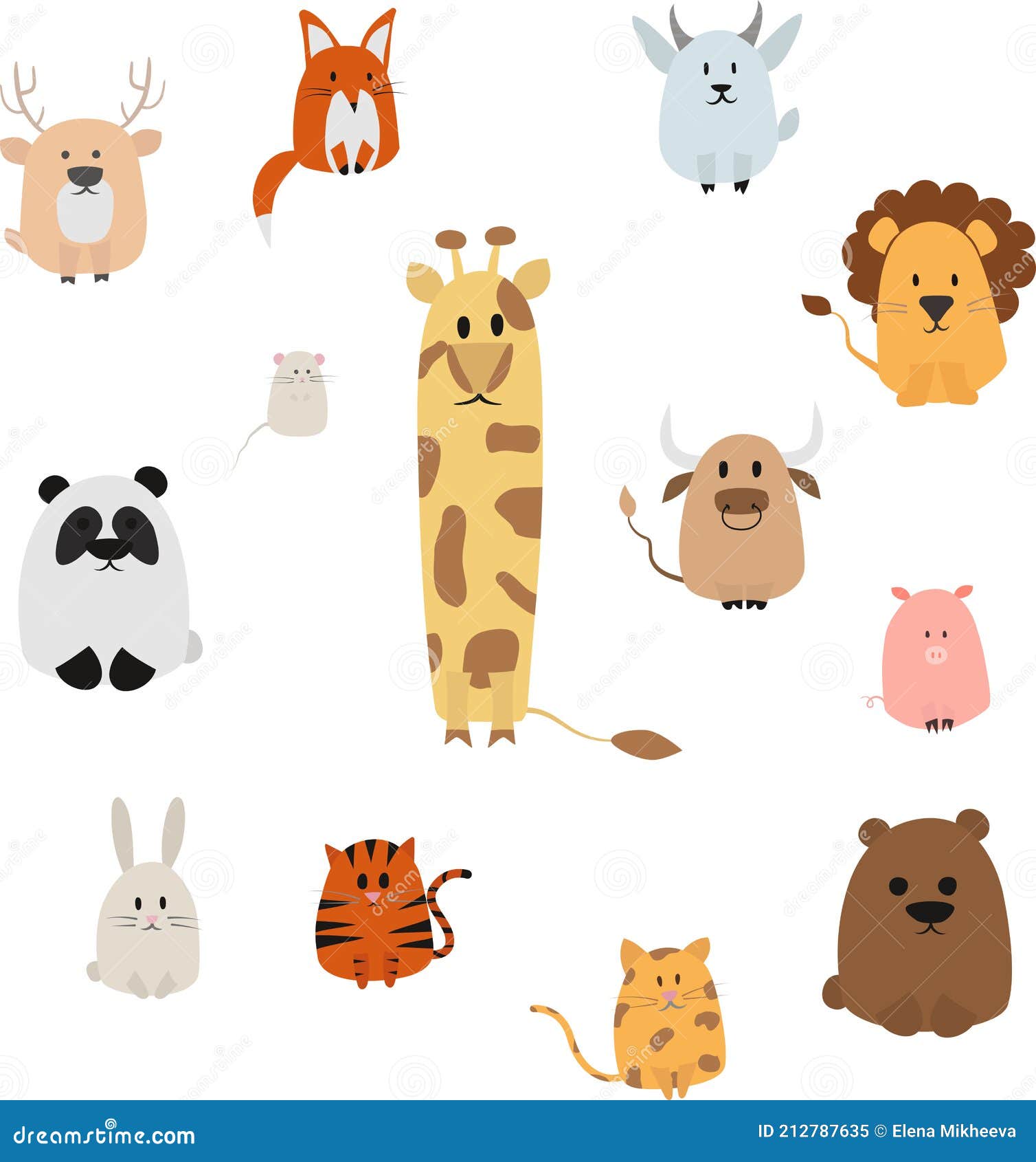 Cute Funny Animals of the Same Shape Stock Vector - Illustration of ...