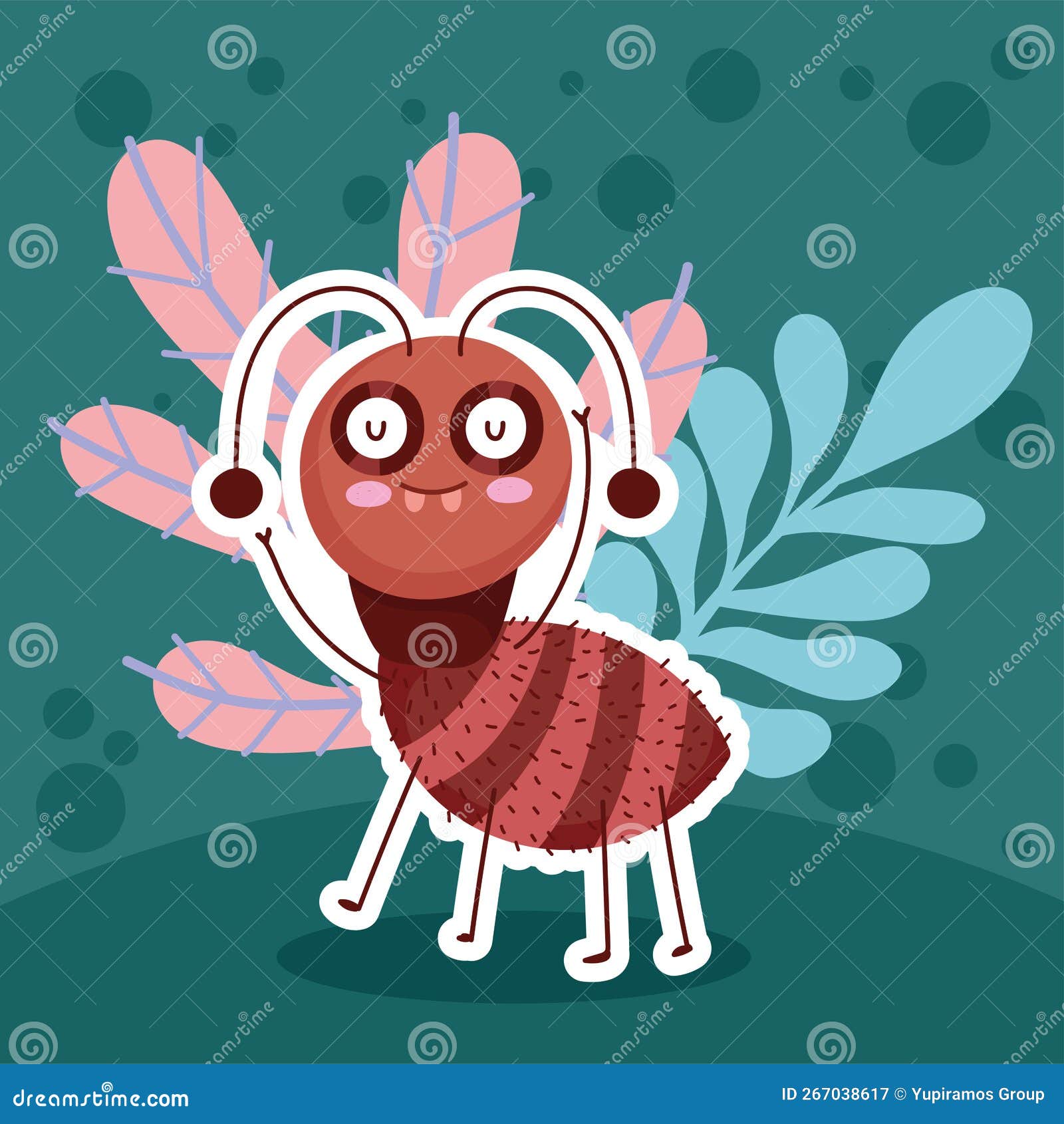 Cute funny ant stock vector. Illustration of insect - 267038617