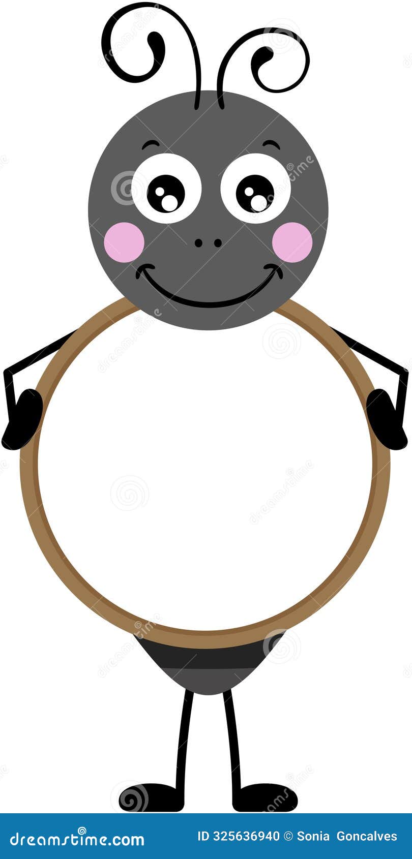 Cute and Funny Ant Round Frame Stock Vector - Illustration of little ...