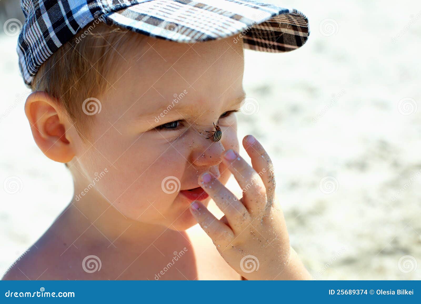 Cute Funny Baby Boy Catching Bug on Nose Stock Photo - Image of funny ...