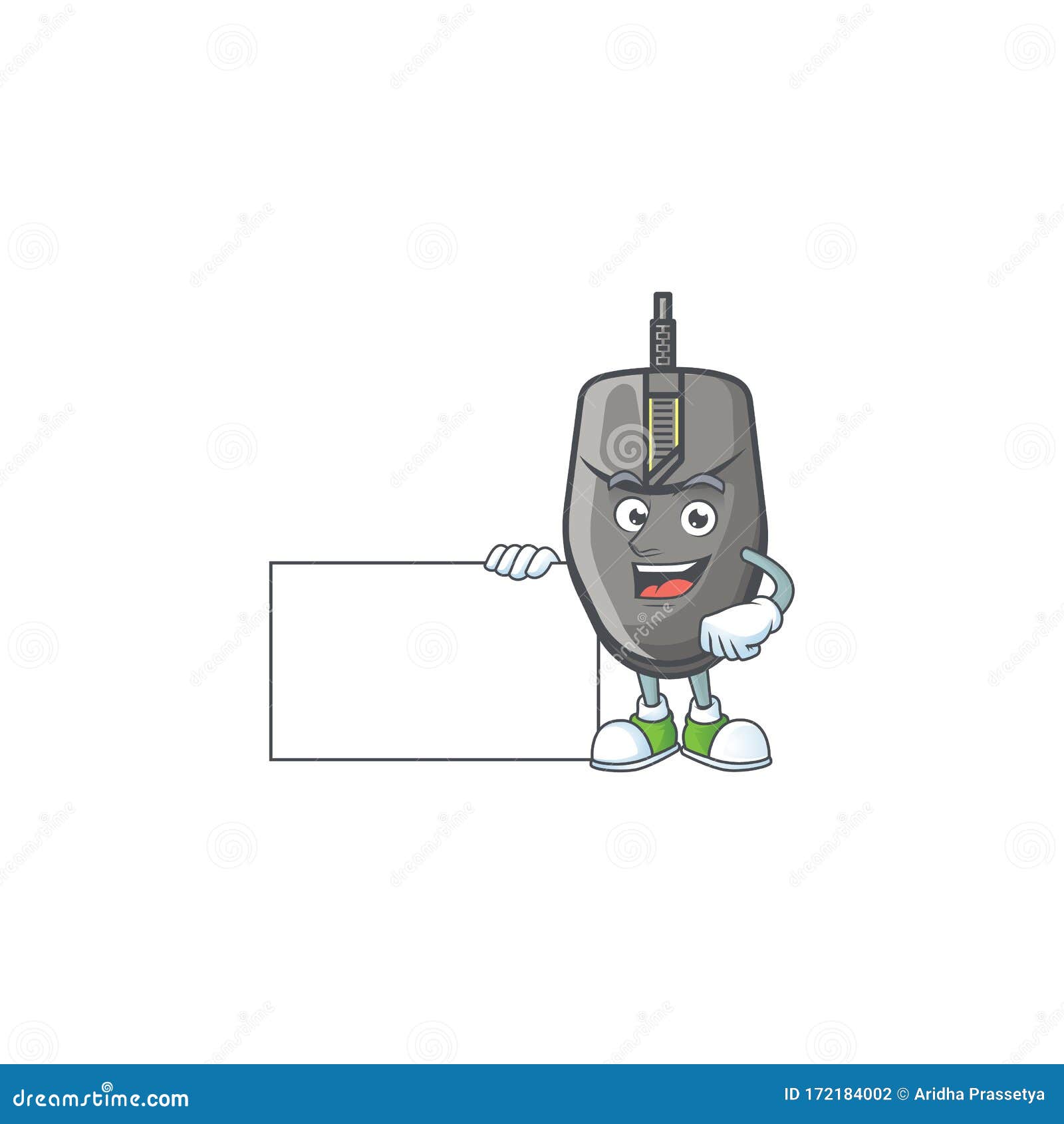Cute Funny Black Mouse Cartoon Character Having a Board Stock Vector ...