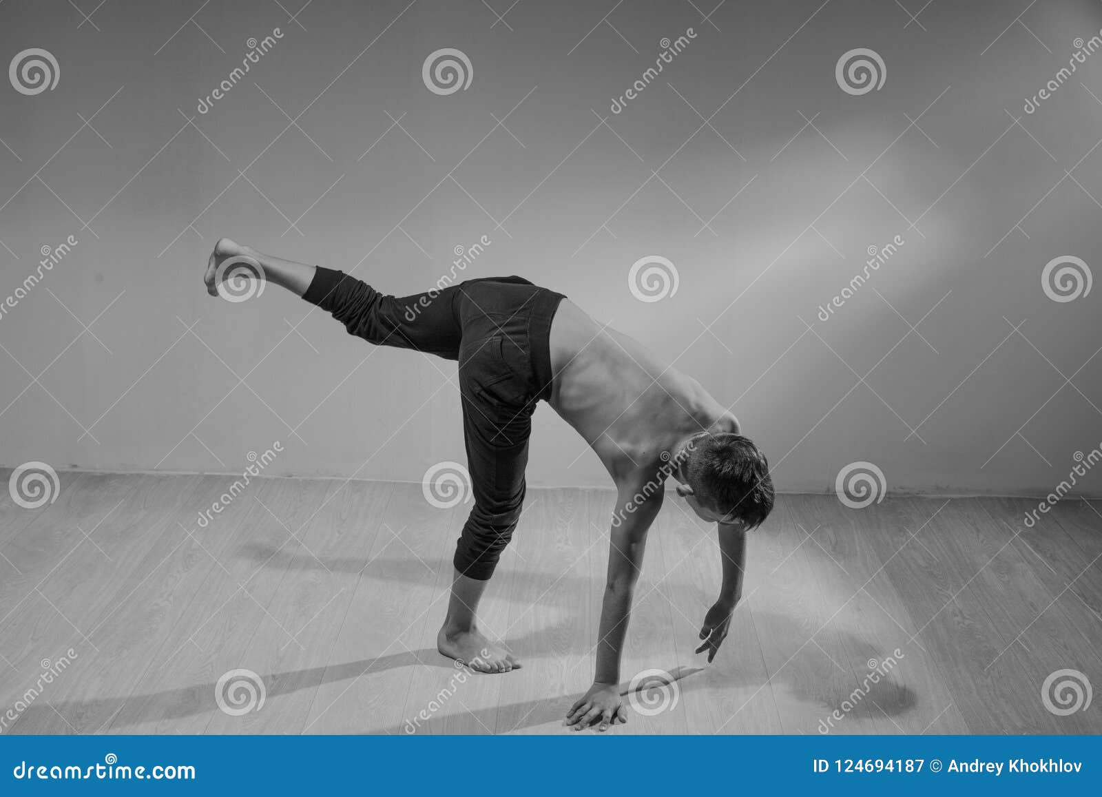 Cute Funny Boy in Dance Studio - Young Man Break Dancing Stock Image ...