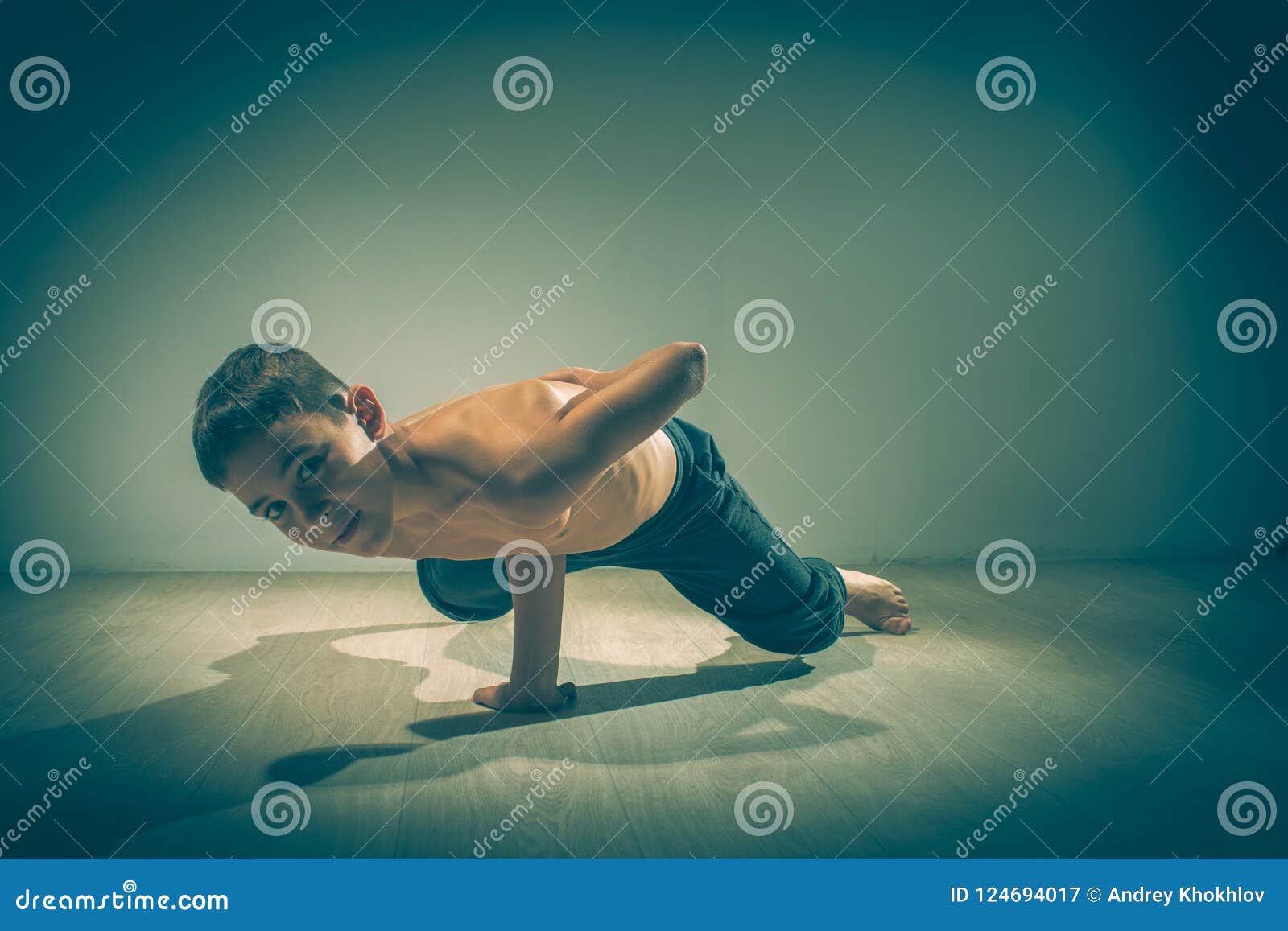 Cute Funny Boy in Dance Studio - Young Man Break Dancing Stock Image ...