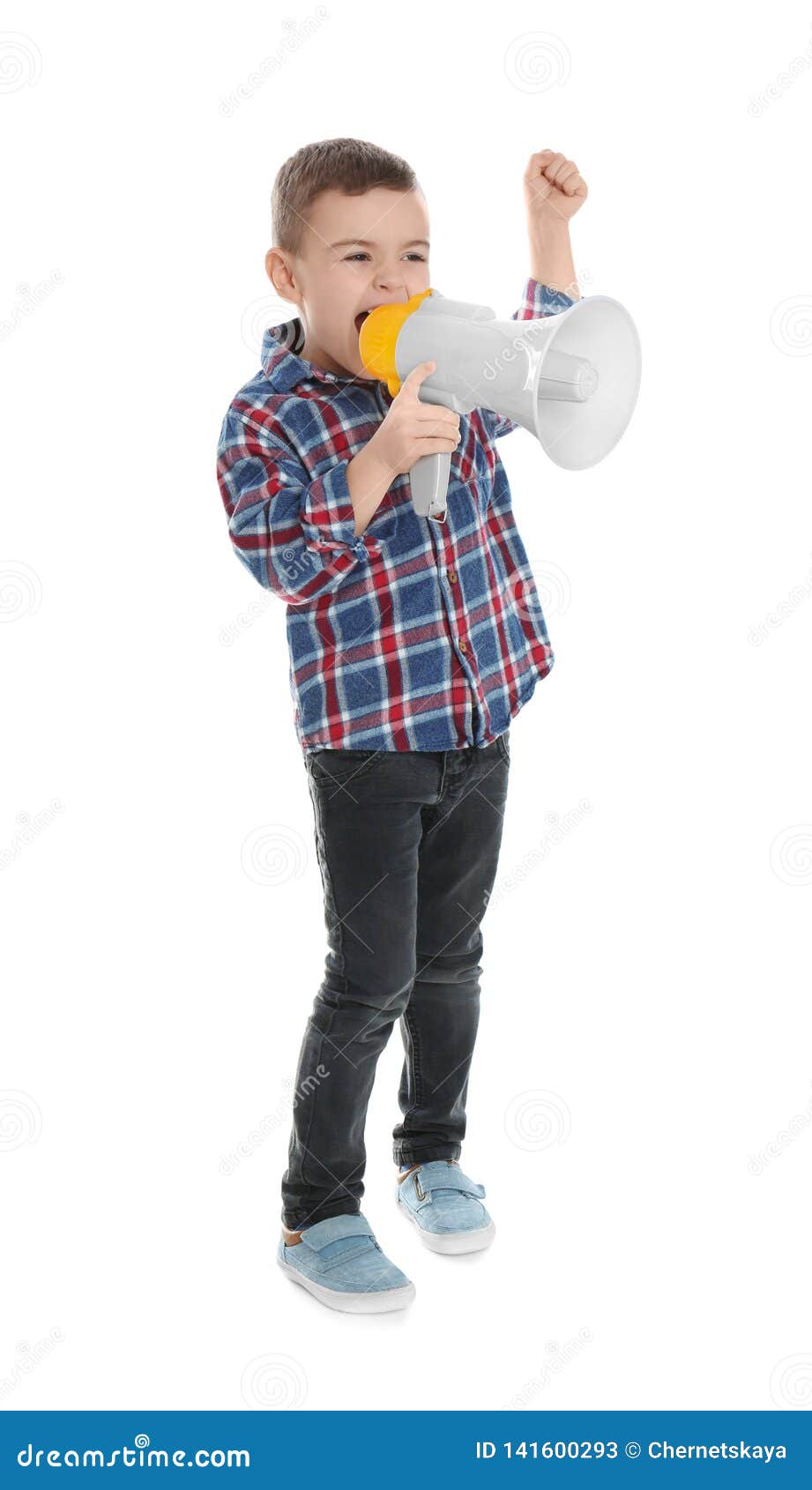 Cute Funny Boy with Megaphone Stock Image - Image of idea, media: 141600293