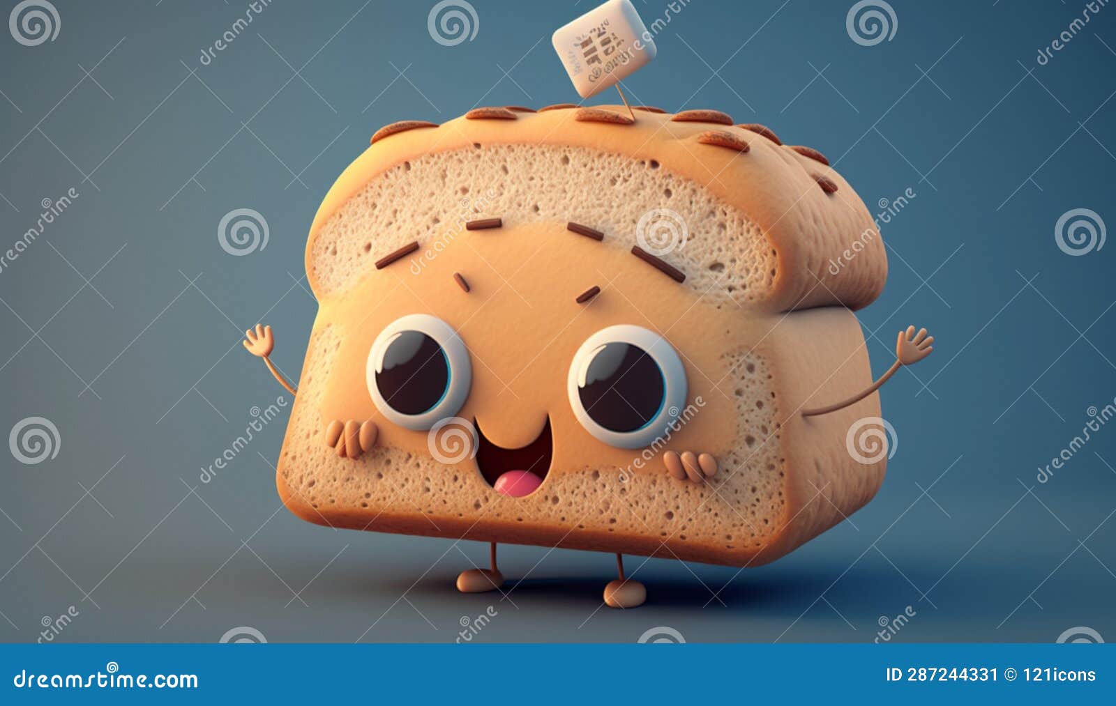 Cute Funny Bread Cartoon Character. Generative AI Stock Illustration ...