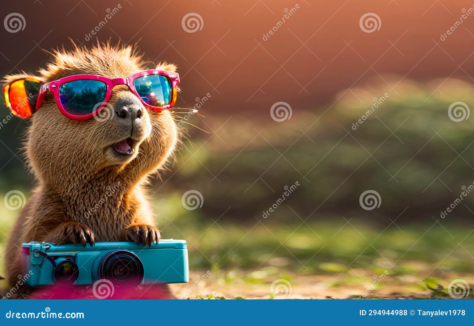 Cute Funny Capybar Wearing Sunglasses Stock Illustration - Illustration ...