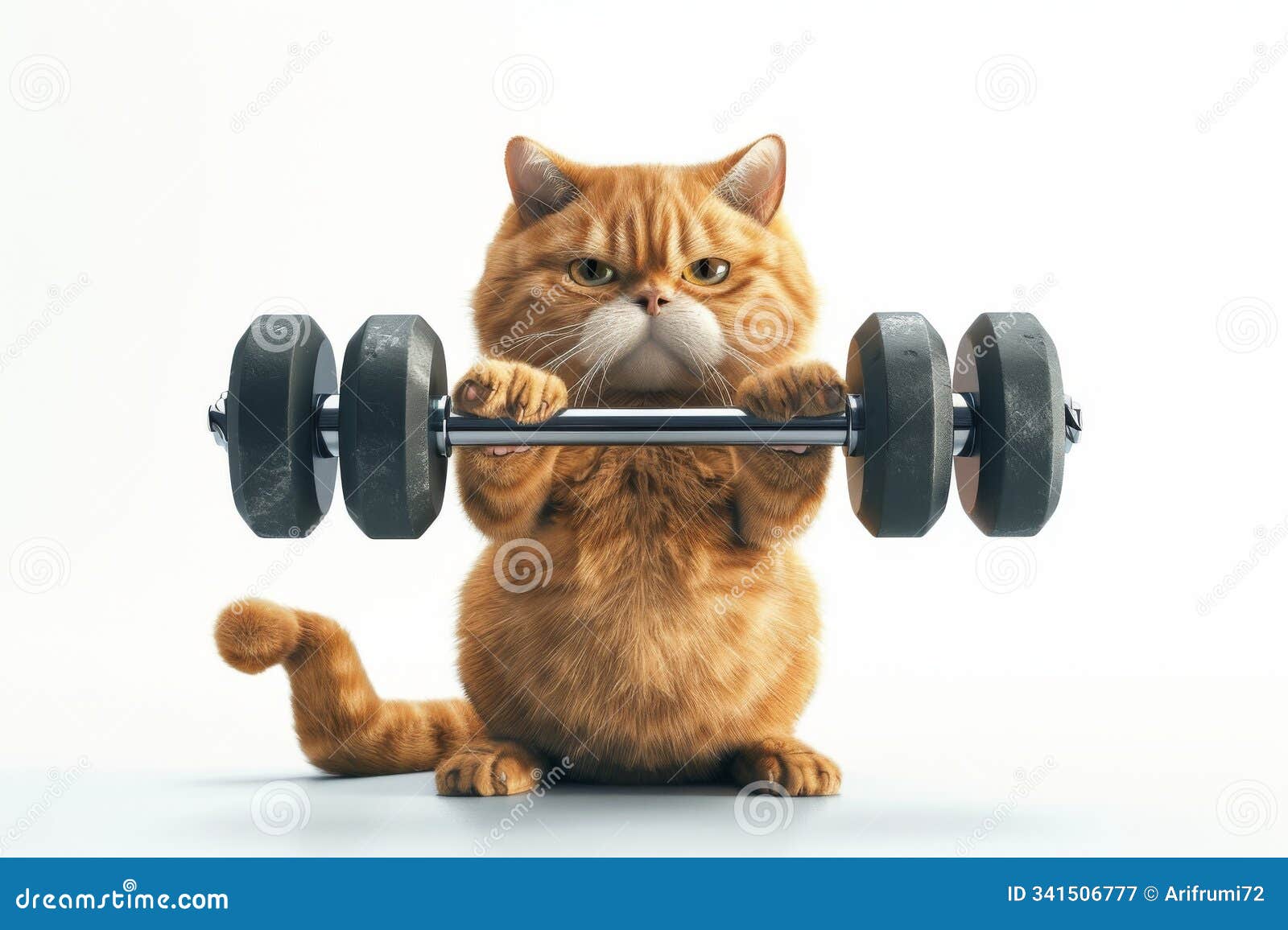 Cute Funny Cat Bodybuilder Flat Illustration with International Cat Day ...