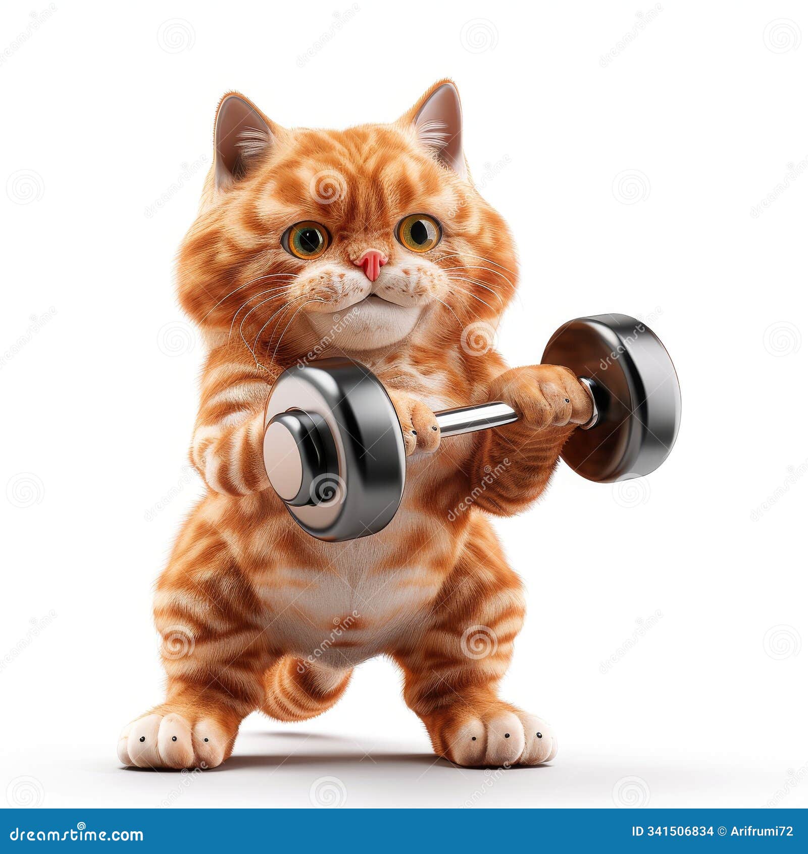 Cute Funny Cat Bodybuilder Flat Illustration with International Cat Day ...