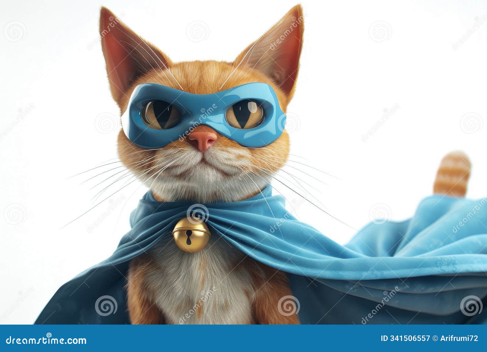Cute Funny Cat with Superhero Leader Flat Illustration Stock ...