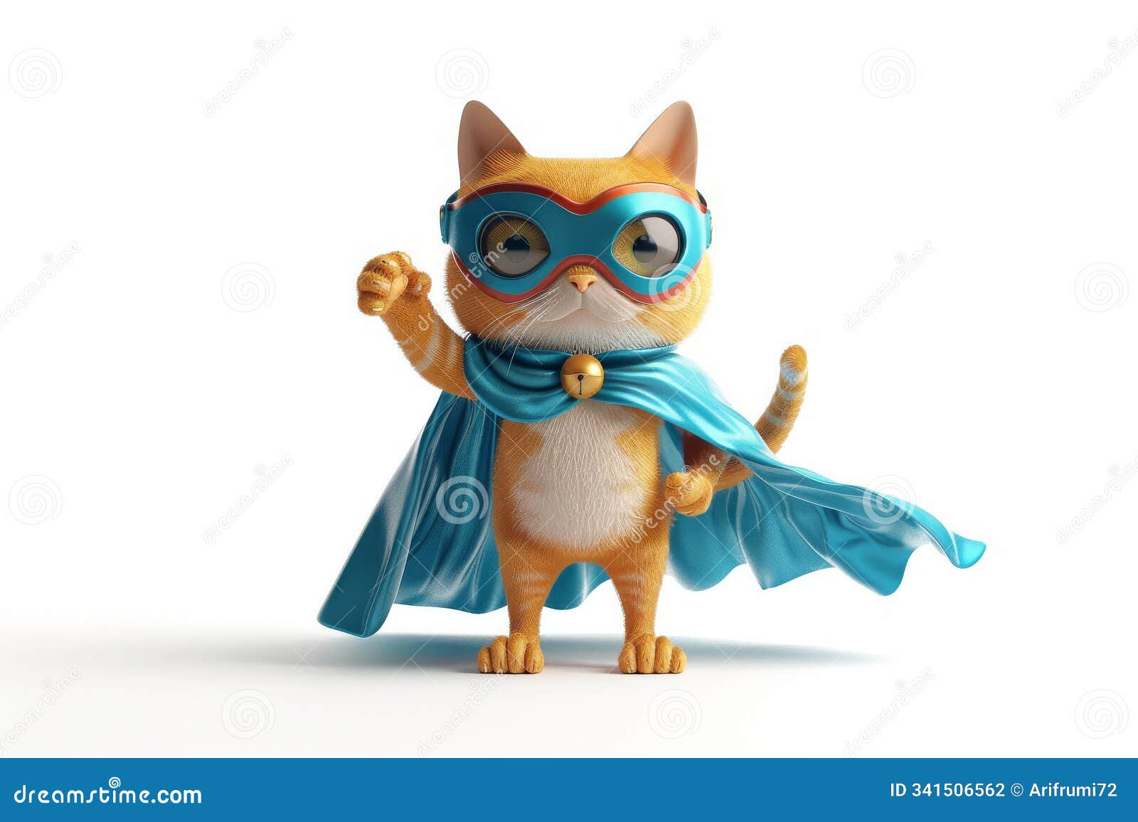 Cute Funny Cat with Superhero Leader Flat Illustration Stock ...