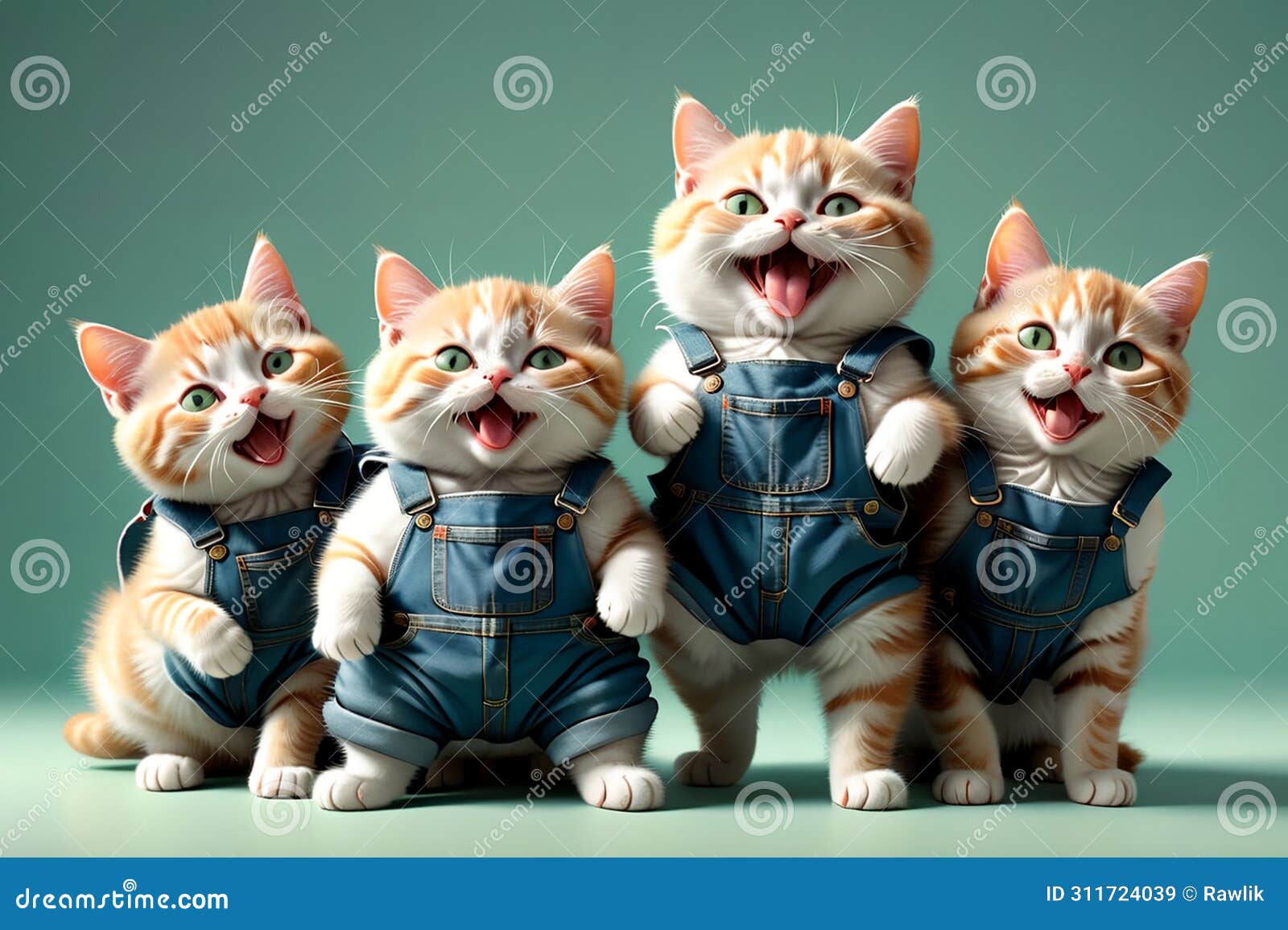 Cute Funny Cats Rejoice and Laugh. Stock Image - Image of laughing ...