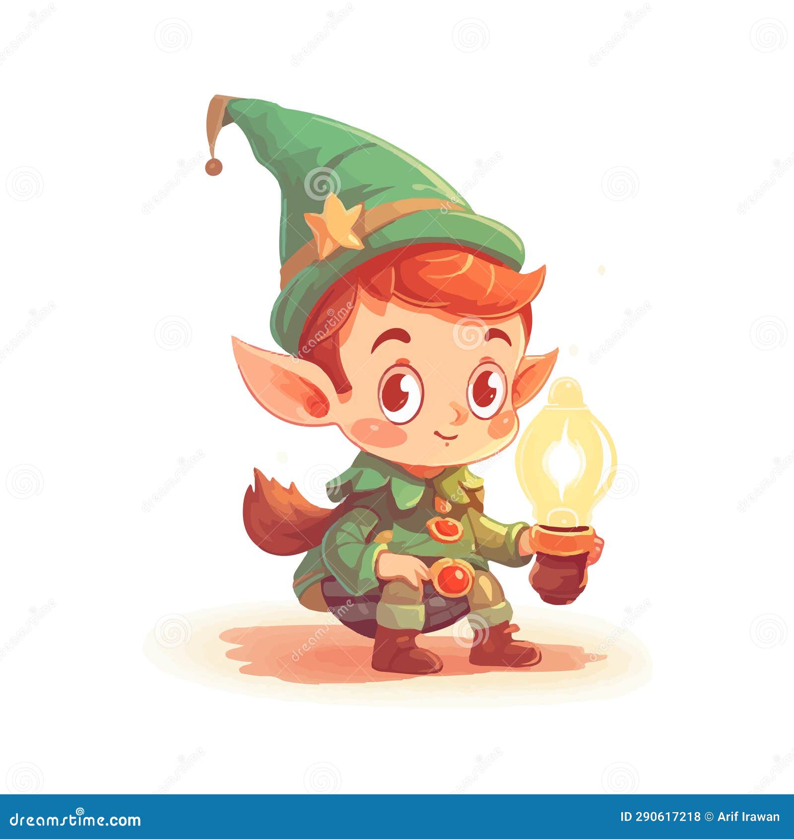 Funny Charming Kid Elf Character Illustrator Stock Vector ...
