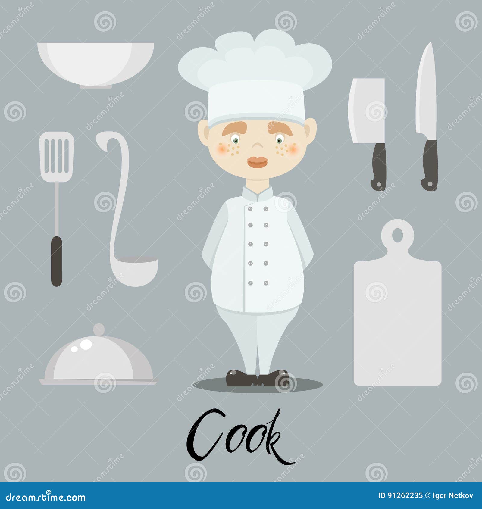 Cute Funny Chef Cook in the Cap Stock Vector - Illustration of dolly ...