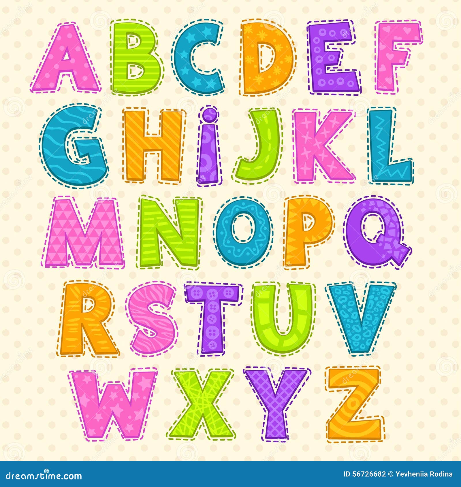 Cute Funny Childish Alphabet Stock Illustration - Illustration of child ...