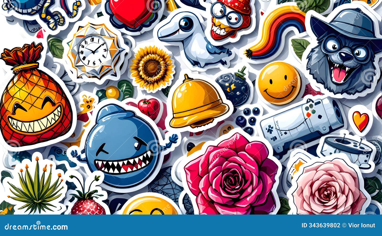 Cute Funny Colored Different Types of Stickers Abstract Background ...