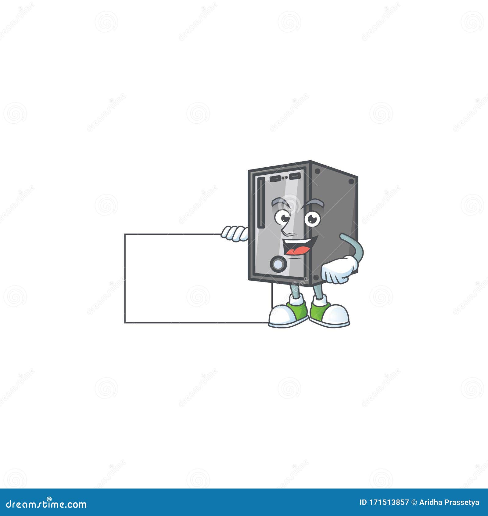 Cute Funny CPU Cartoon Character Having a Board Stock Vector ...