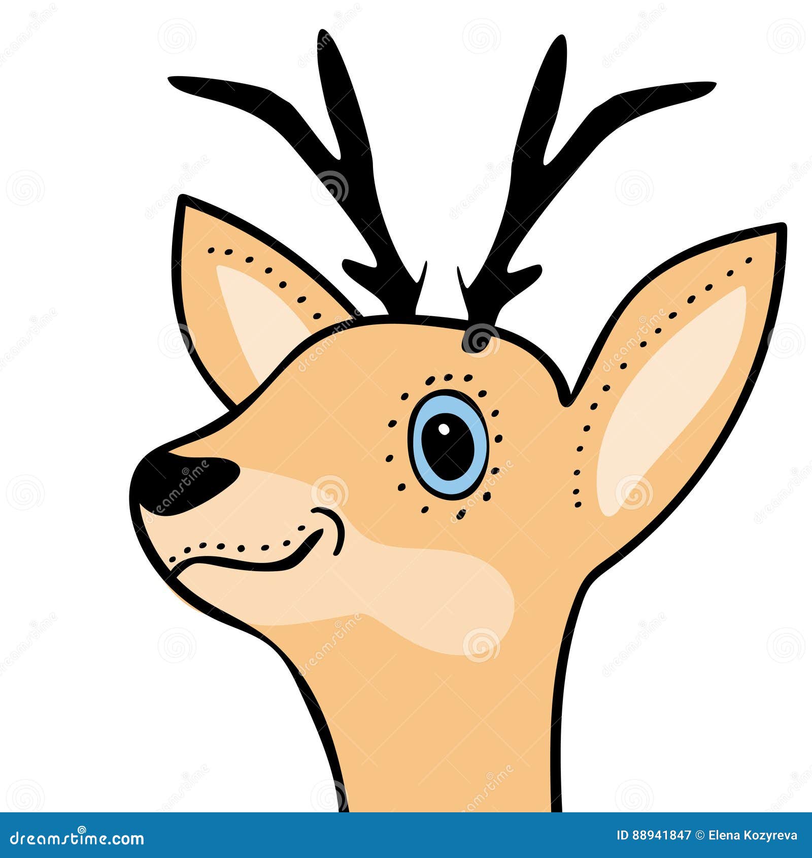Cute Funny Deer Head Cartoon Stock Vector - Illustration of emotion ...