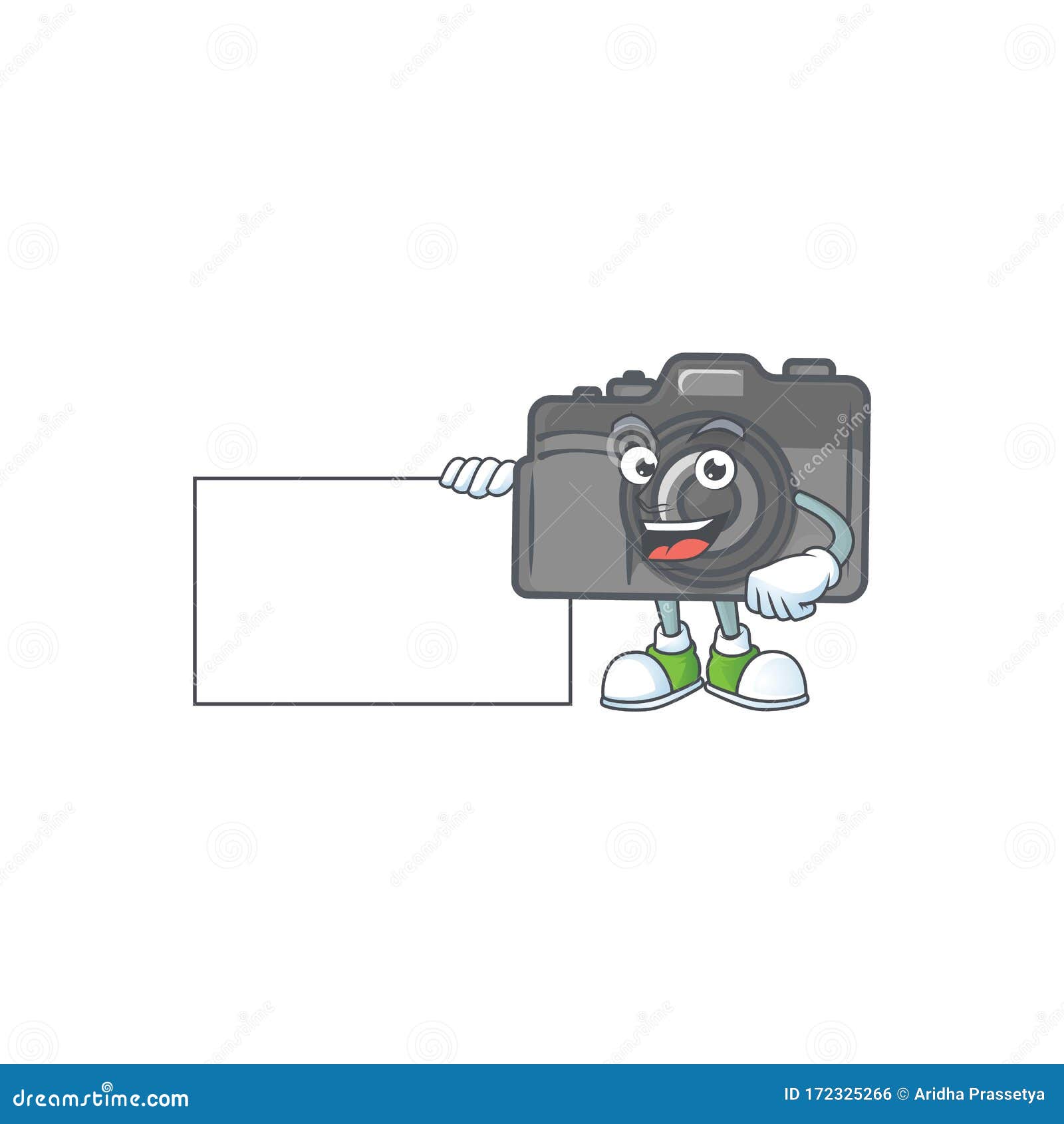 Cute Funny Digital Camera Cartoon Character Having a Board Stock Vector ...