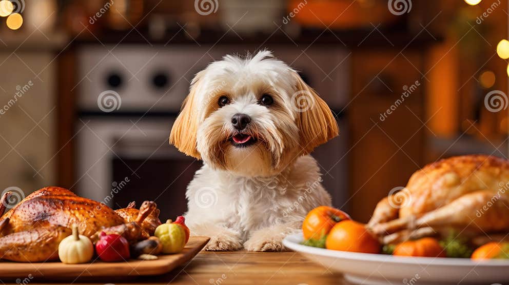 Cute Funny Dog at Table in Kitchen Stock Photo - Image of meal, feeding ...