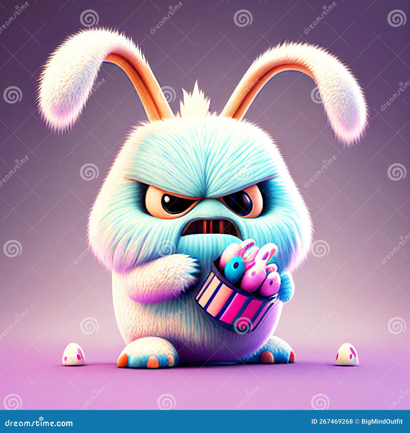 Cute And Funny Easter Bunny Character Generative Ai Design Illustration Stock Illustration