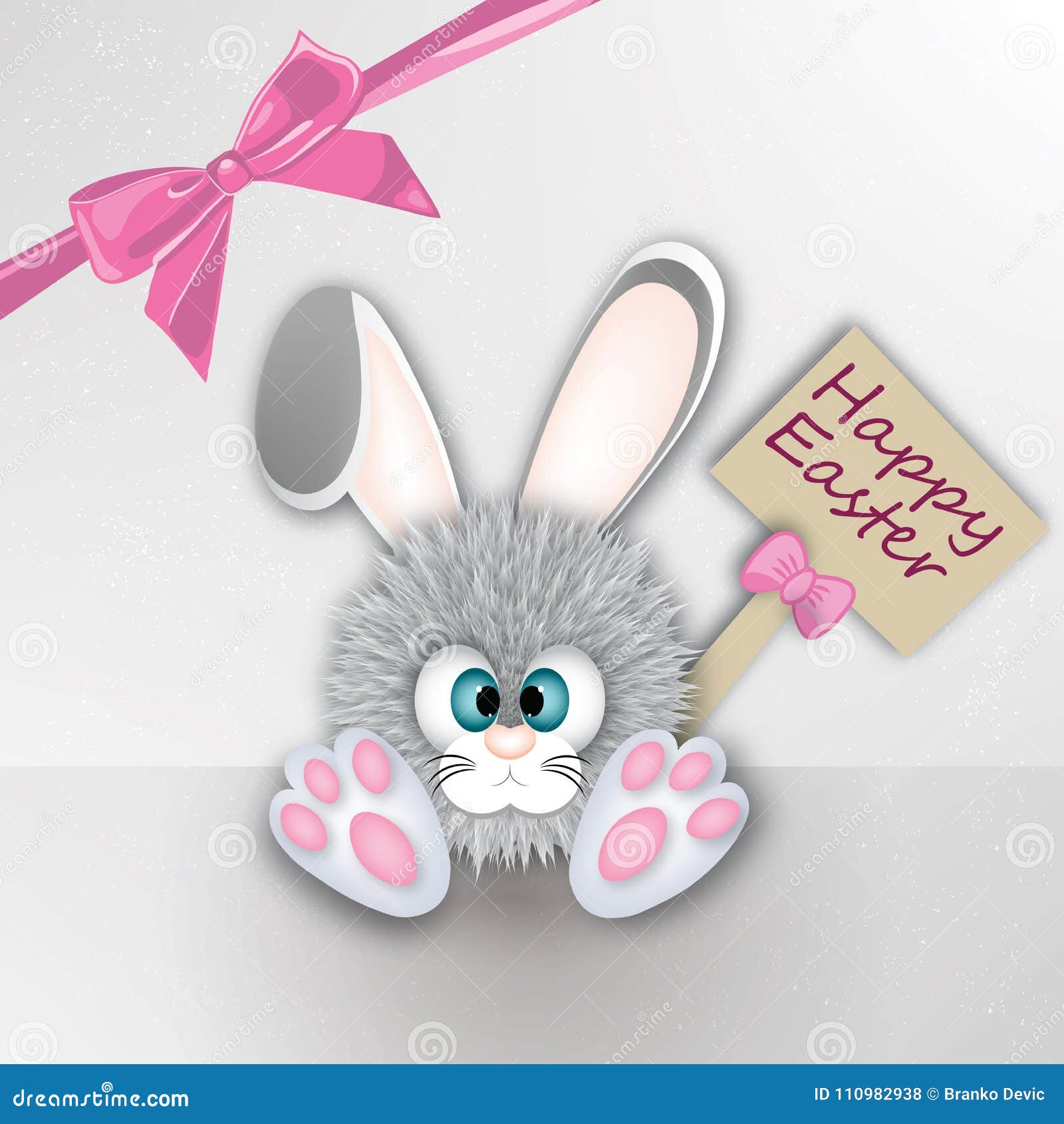 Cute Easter Bunny Greeting Card Illustration Stock Illustration ...