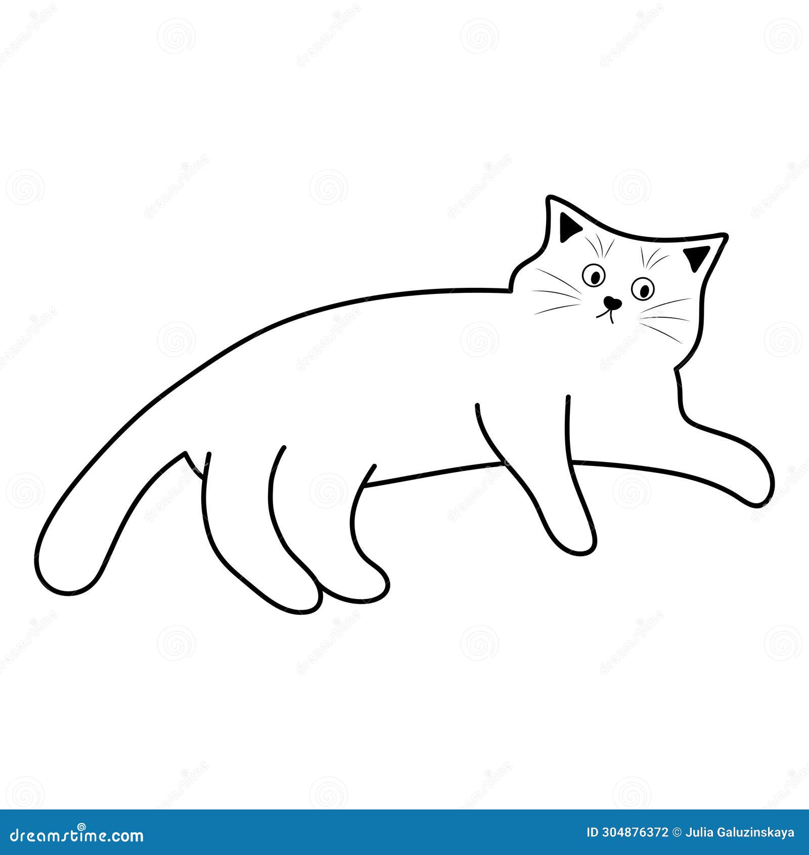 Cute Funny Fat Cat. Doodle Linear Pet Character Stock Vector ...