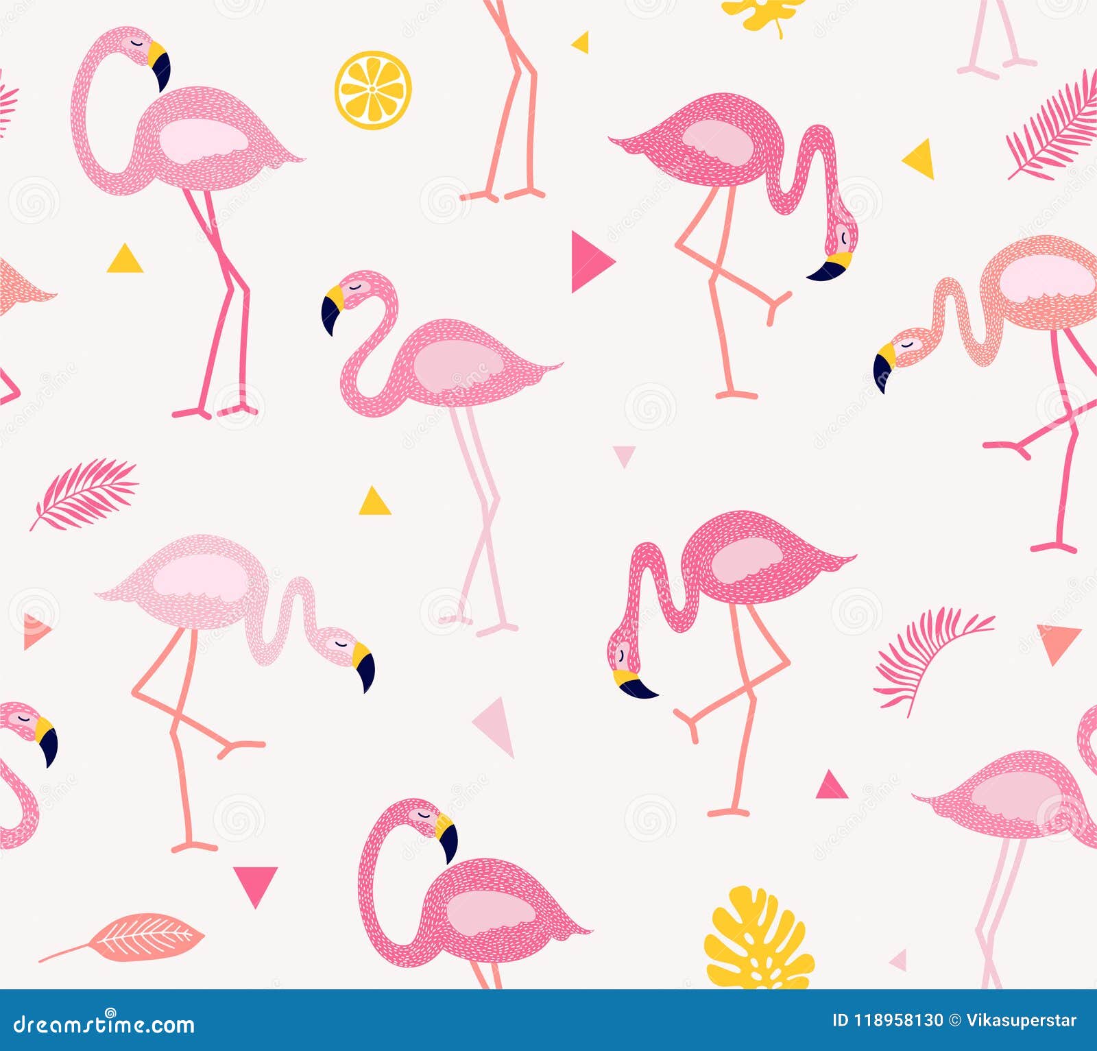 Cute Flamingo Seamless Pattern Vector Illustration Stock Vector ...