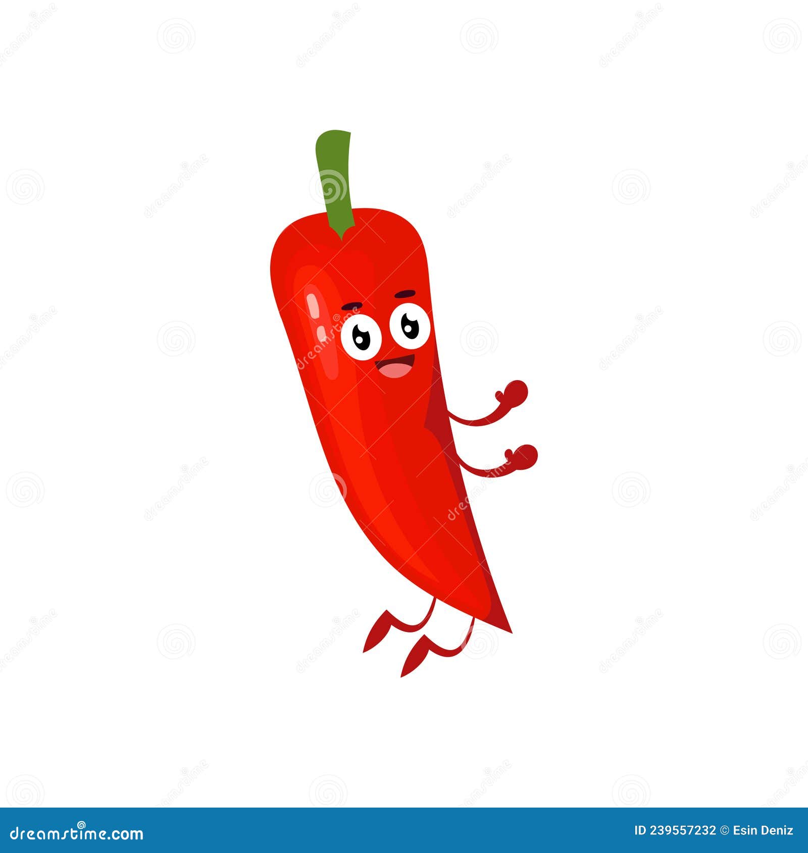 Cute, Funny, Fresh Red Pepper Cartoon Stock Illustration - Illustration ...