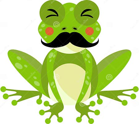 Cute Funny Frog with Mustache Stock Vector - Illustration of clip ...