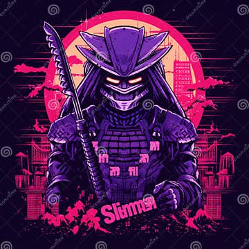 Cute and Funny Gaming Logo with Binary Code Samurai in Futuristic ...